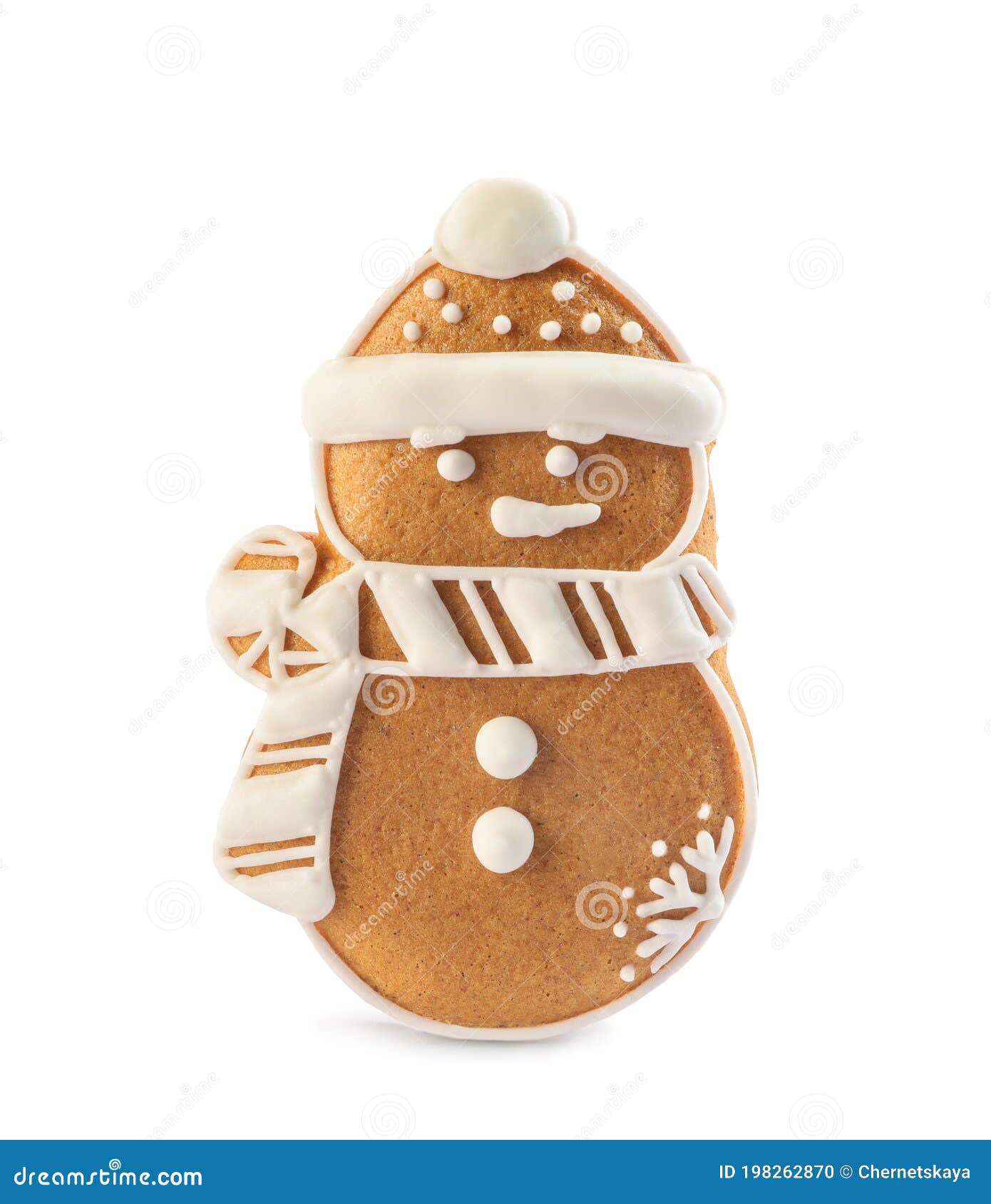 Snowman Shaped Christmas Cookie Isolated on White Stock Photo - Image ...