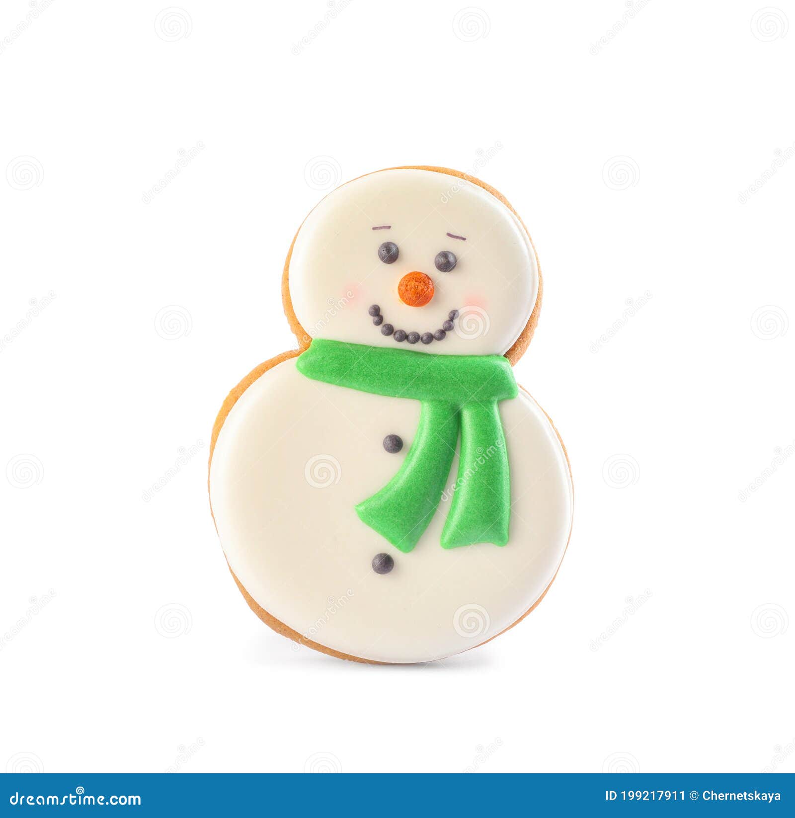 Snowman Shaped Christmas Cookie on White Stock Image - Image of bread ...