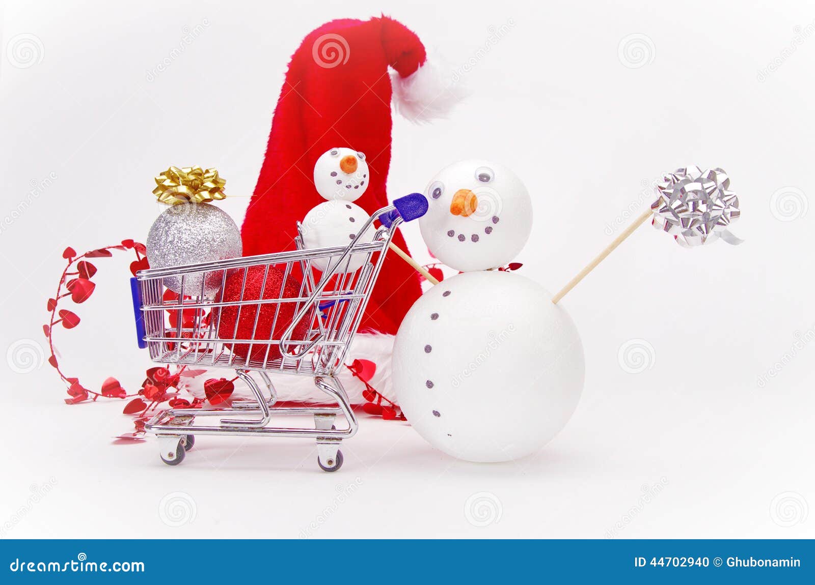 Snowman shopping cart stock photo. Image of holiday, characters - 44702940