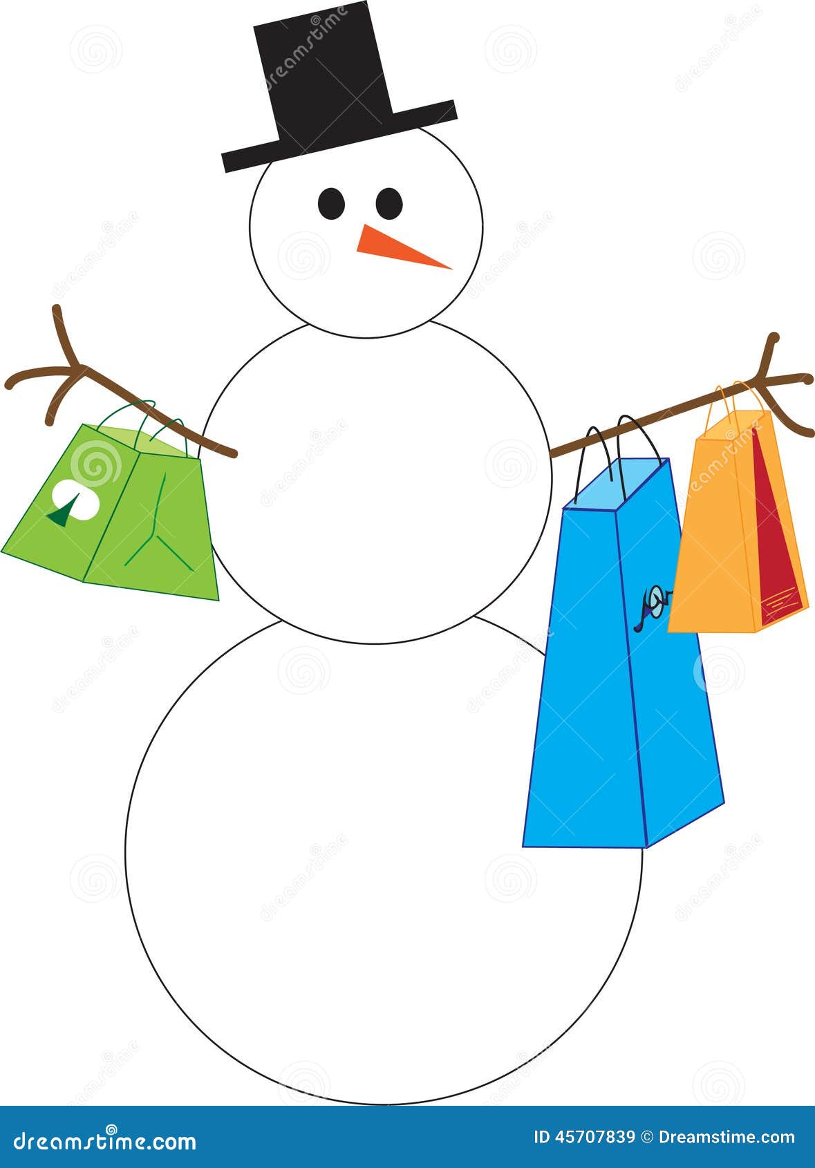 Snowman shopping stock vector. Illustration of christmas - 45707839