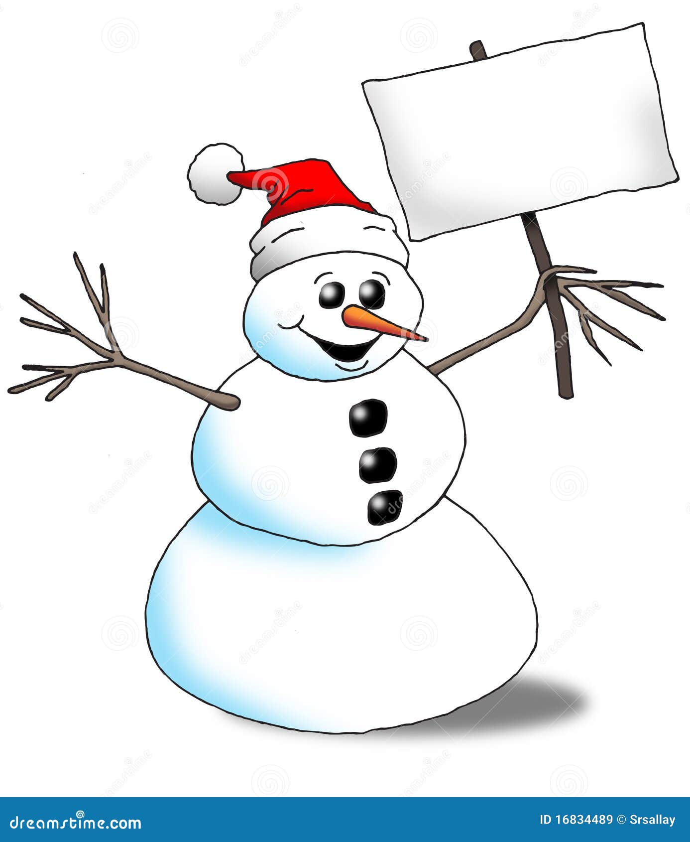 SnowMan with sign stock illustration. Illustration of humor - 16834489
