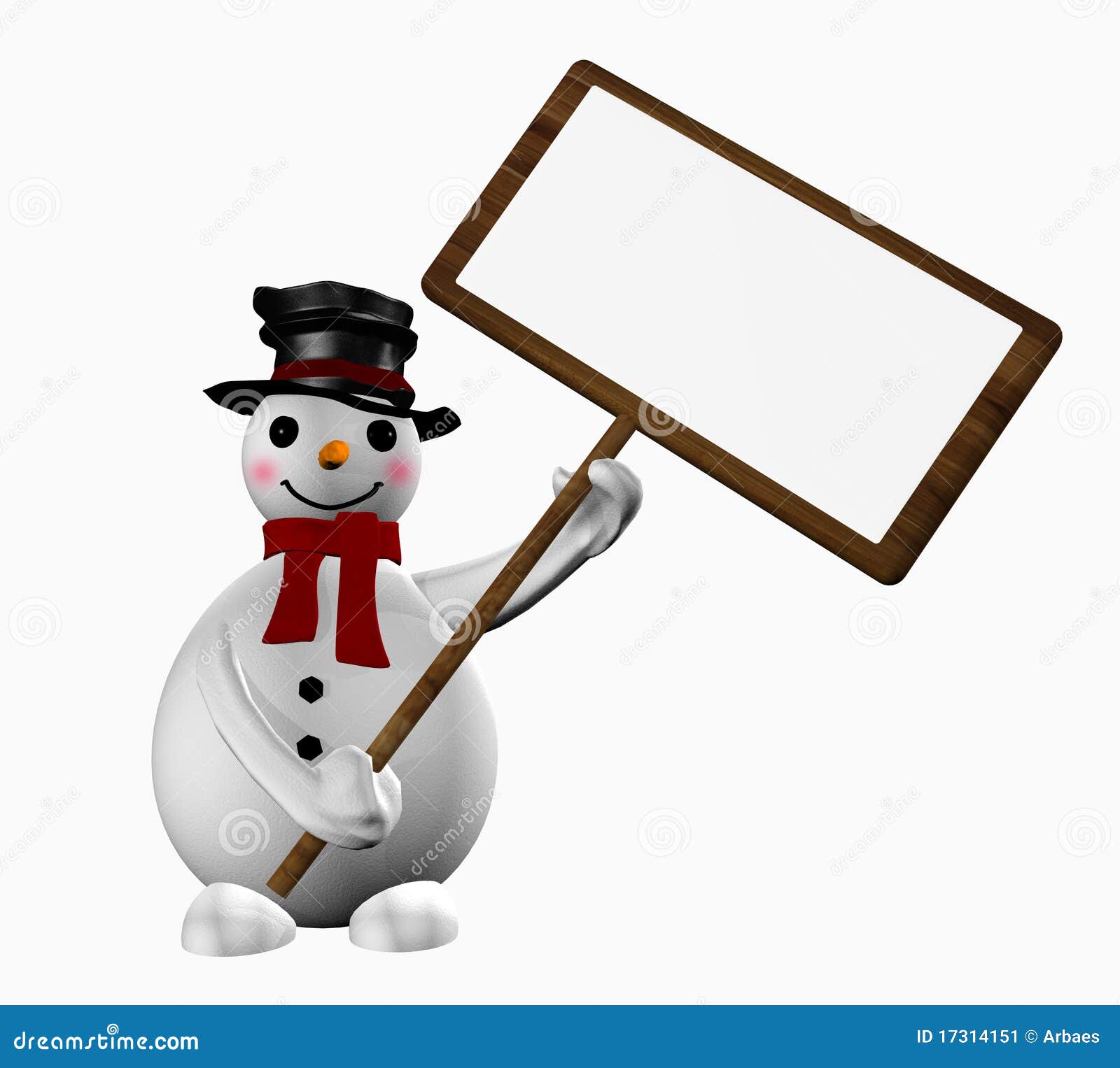Snowman with a sign stock illustration. Illustration of celebration ...