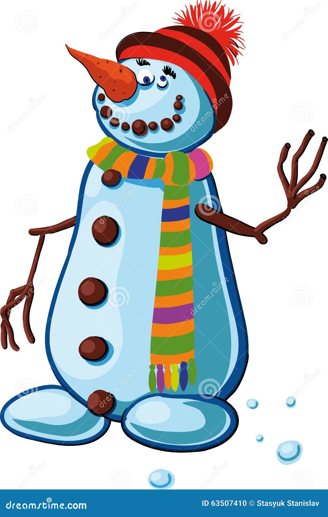 Snowman with silly smile stock vector. Illustration of happiness - 63507410