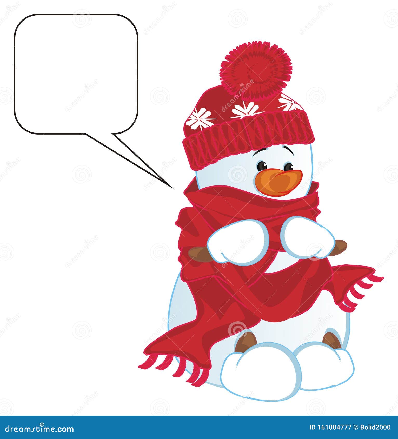 Snowman sit and think stock illustration. Illustration of cute - 161004777
