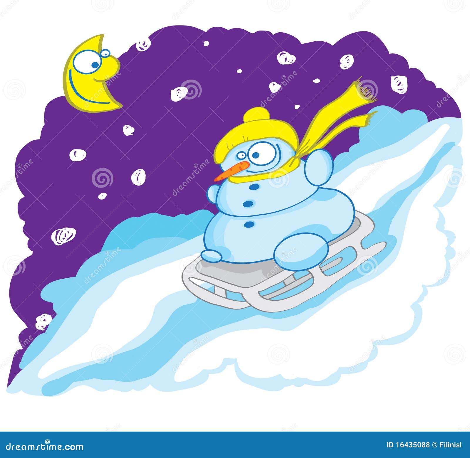 Snowman on a sled stock vector. Illustration of games - 16435088