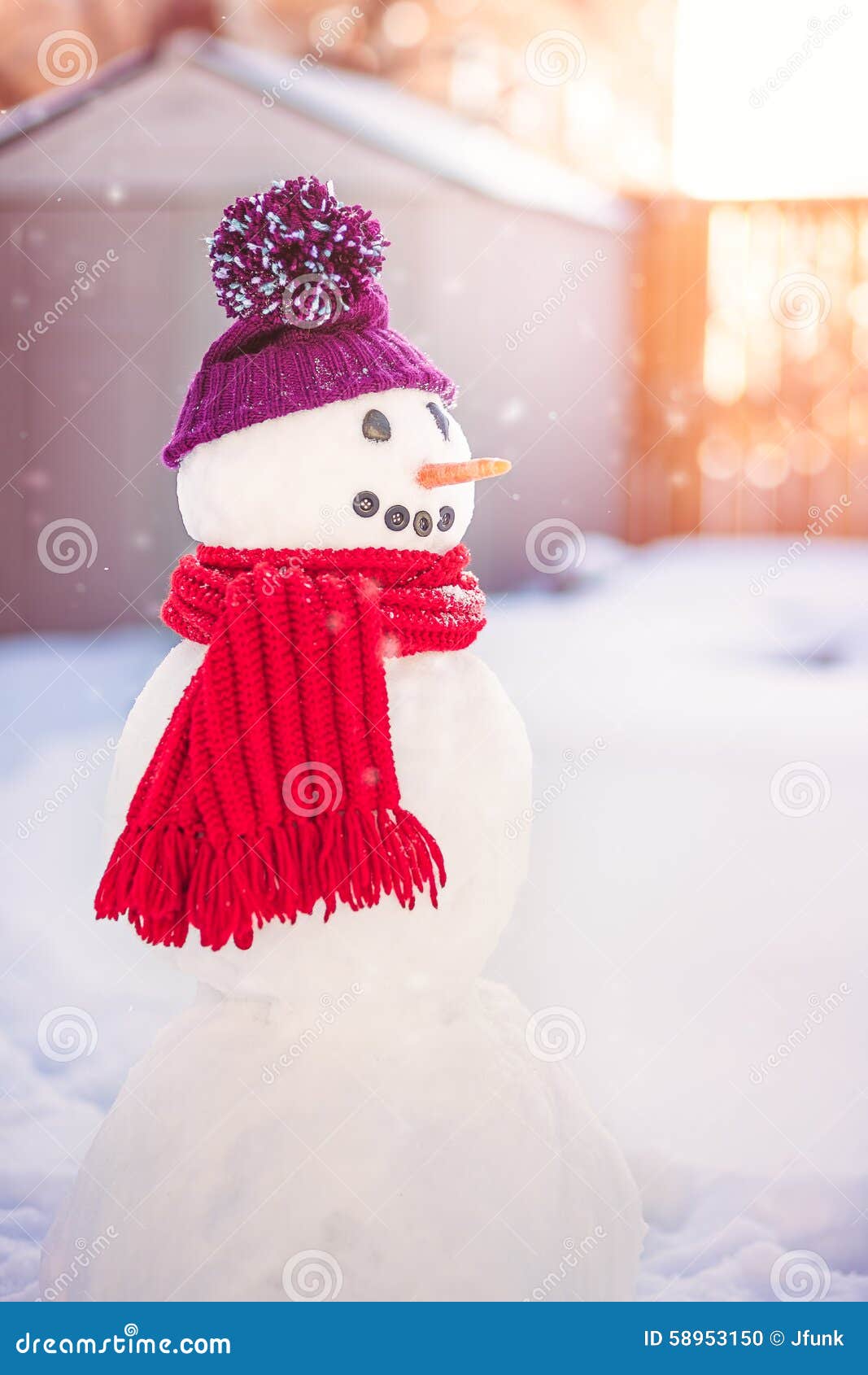 Snowman stock photo. Image of wonderland, backlit, sunshine - 58953150