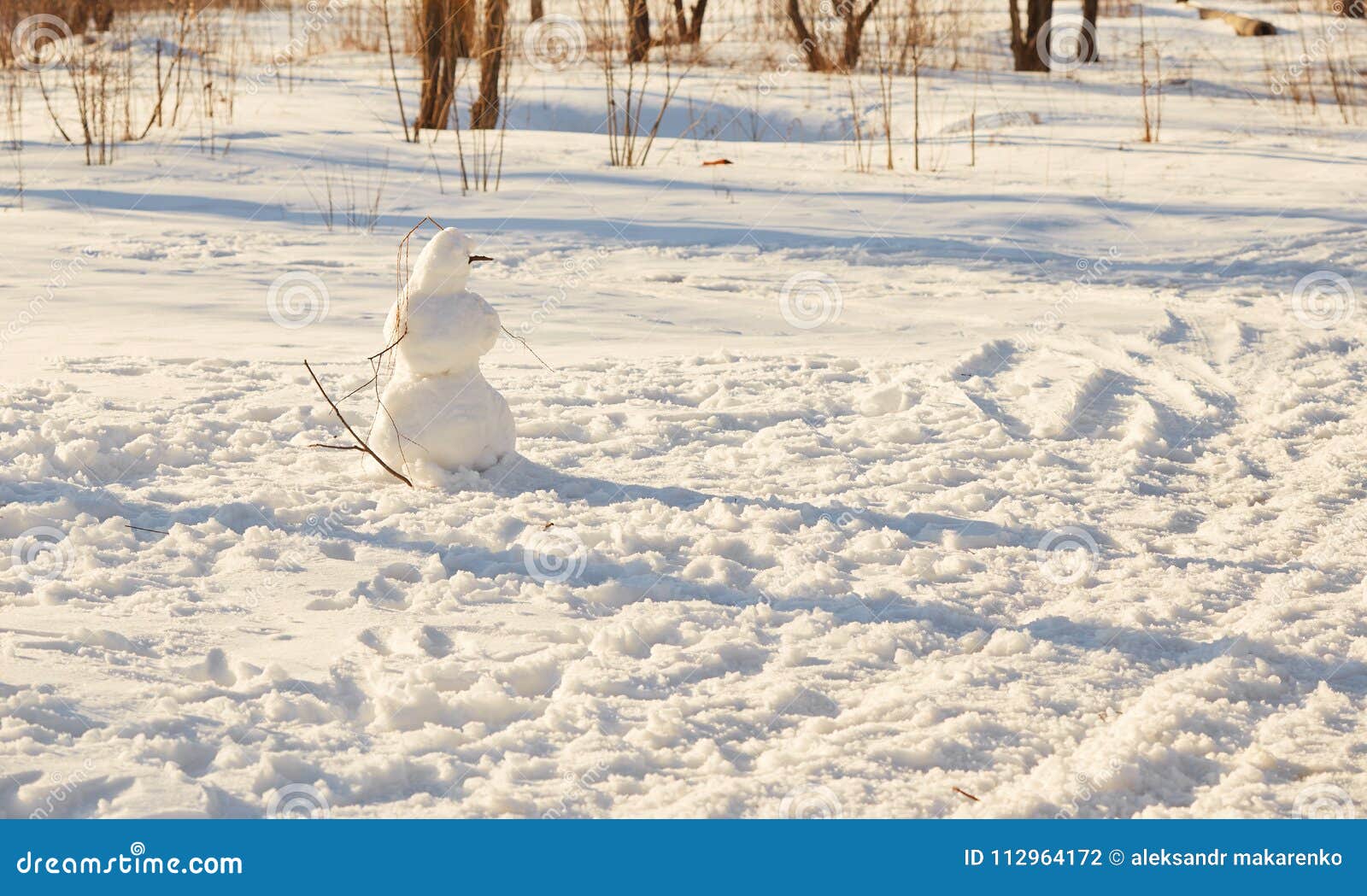 Snowman in the Snow in the Forest. Stock Photo - Image of pine ...