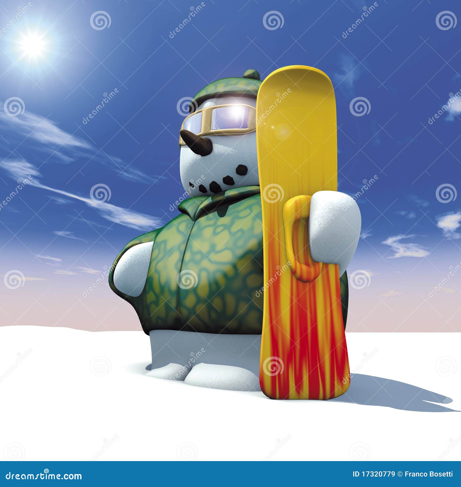 Snowman snowboard stock illustration. Illustration of winter - 17320779