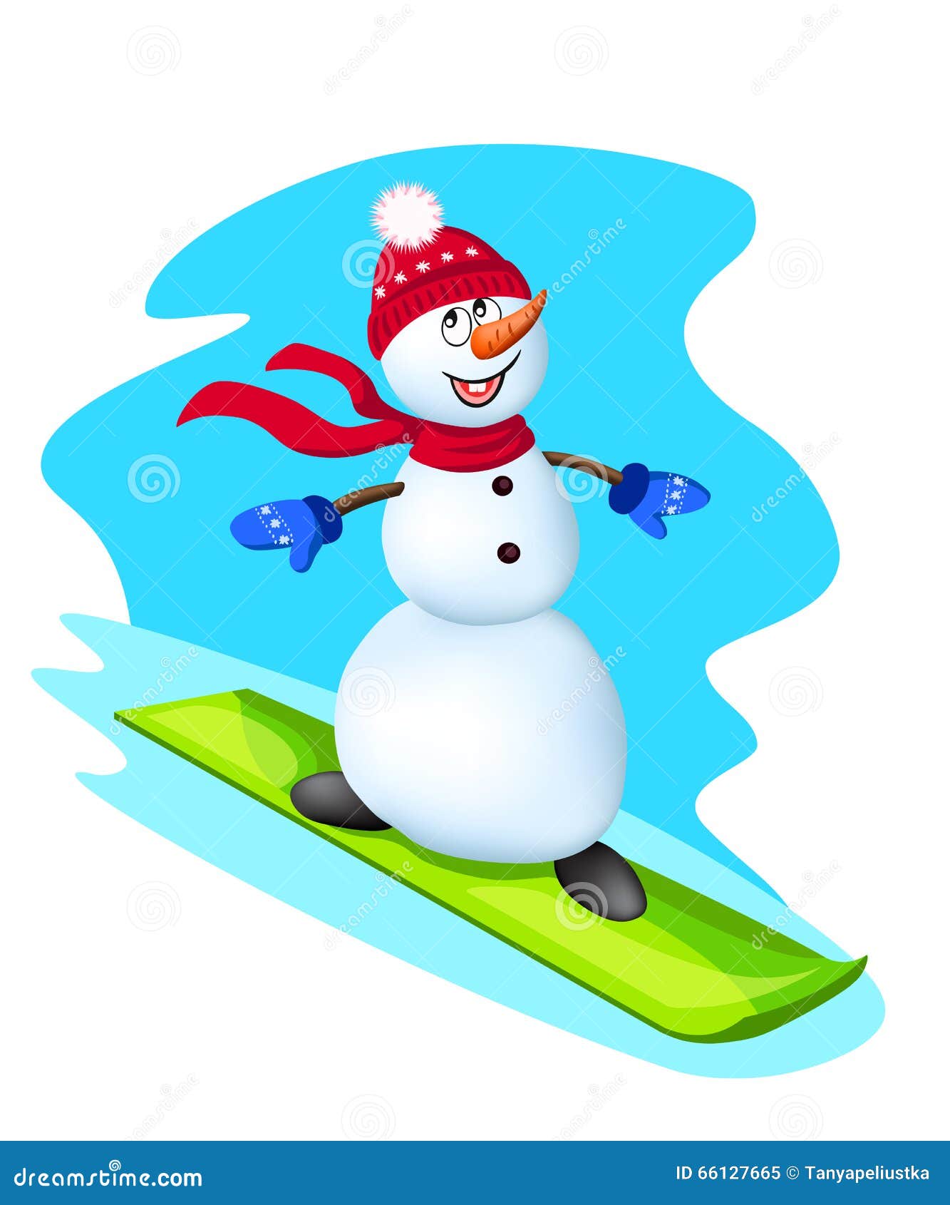 Snowman snowboarder stock vector. Illustration of snowman - 66127665