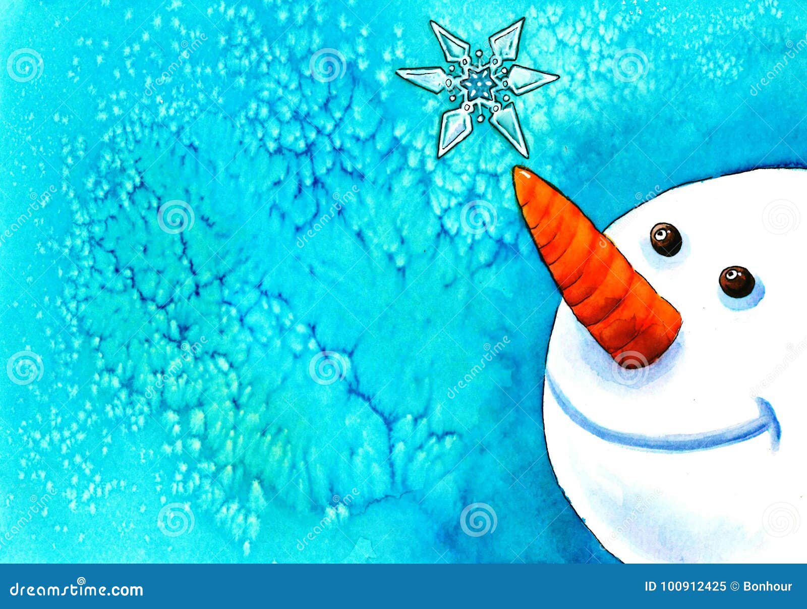 Snowman with snowflake stock illustration. Illustration of ornaments ...
