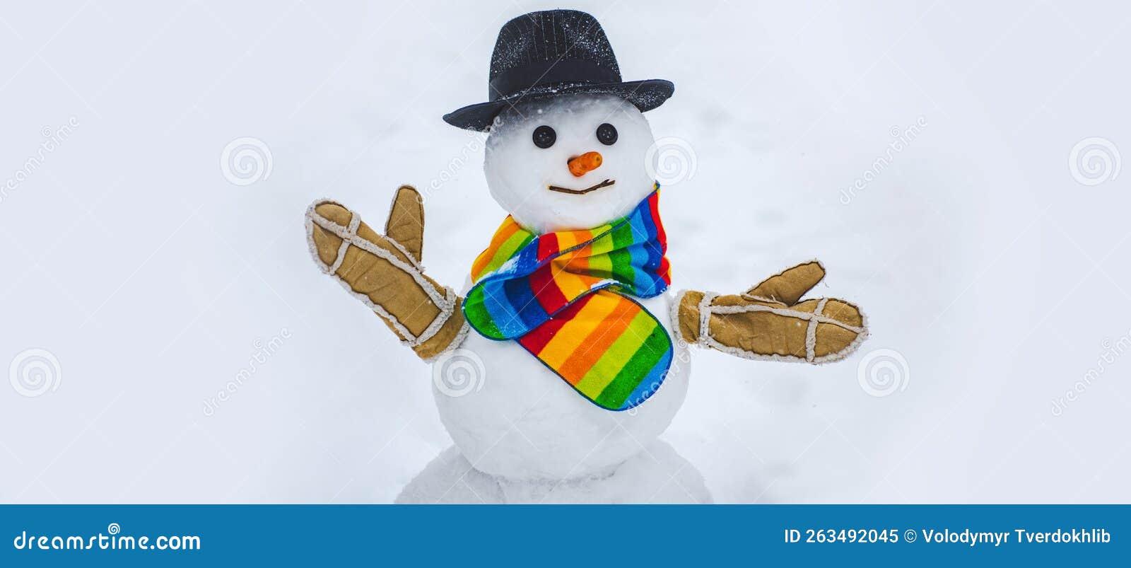 Snowman at a Snowy Outdoor. Making Snowman and Winter Fun. Stock Image ...