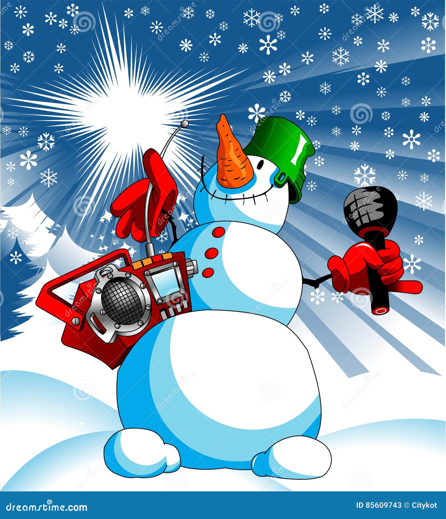 Snowman star karaoke stock illustration. Illustration of looking - 85609743