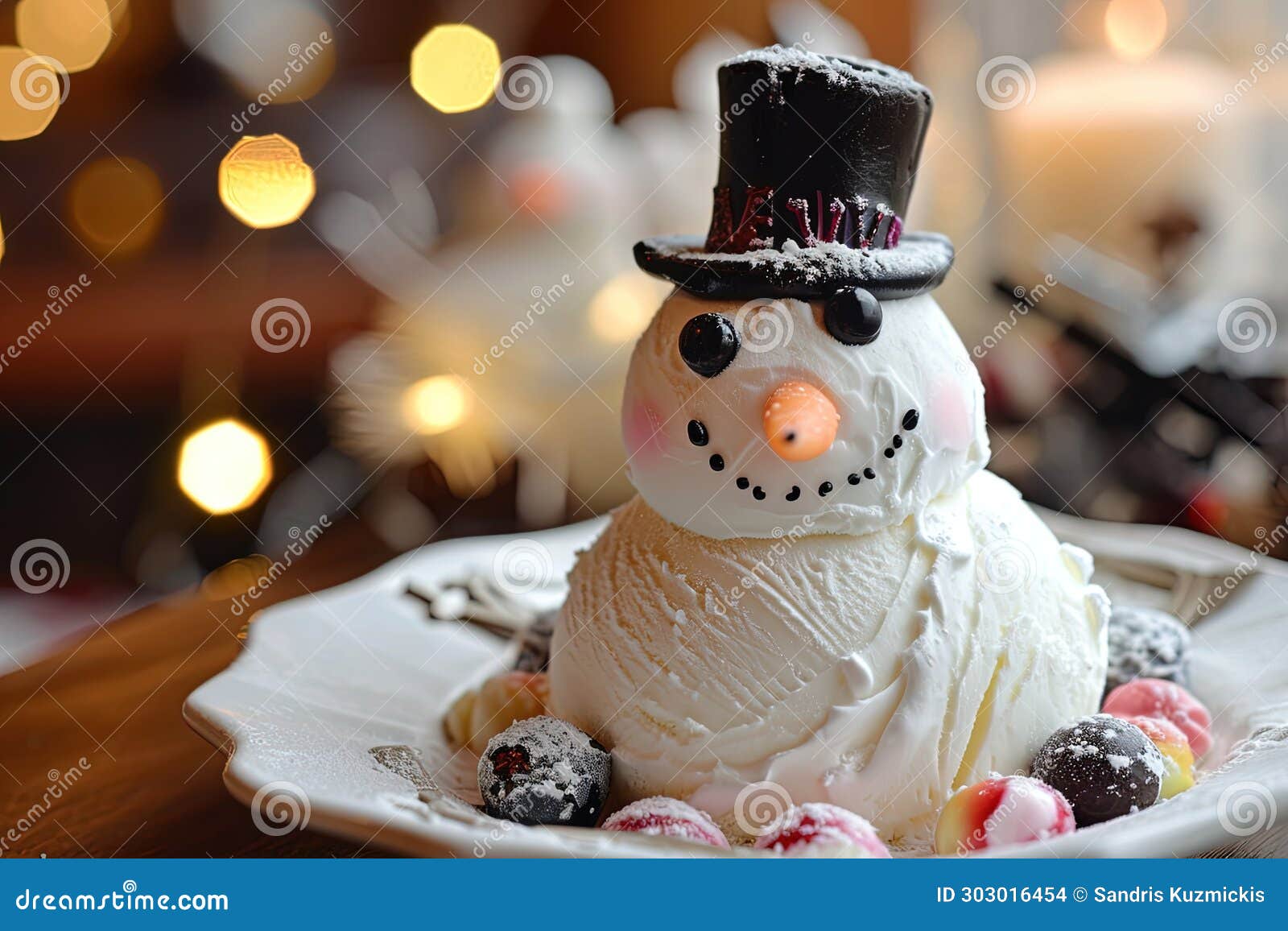 A Snowman Style Ice Cream. Generative AI Stock Illustration ...