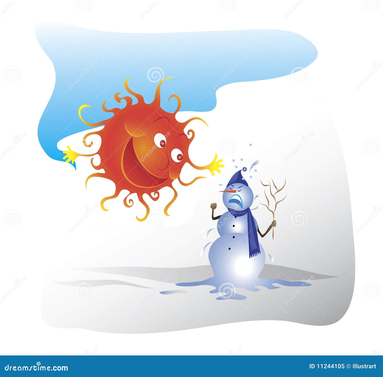 Snowman Melting In The Sun