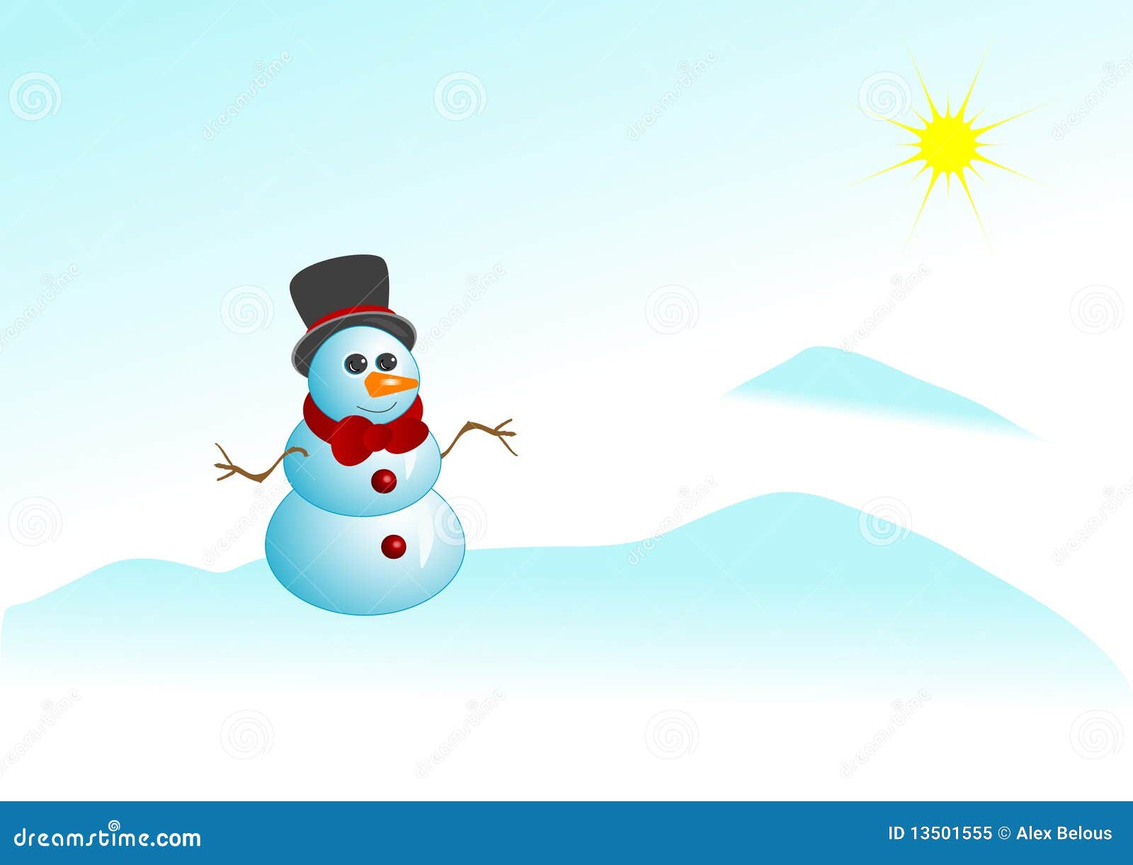 Snowman_sun stock vector. Illustration of greeting, looking - 13501555