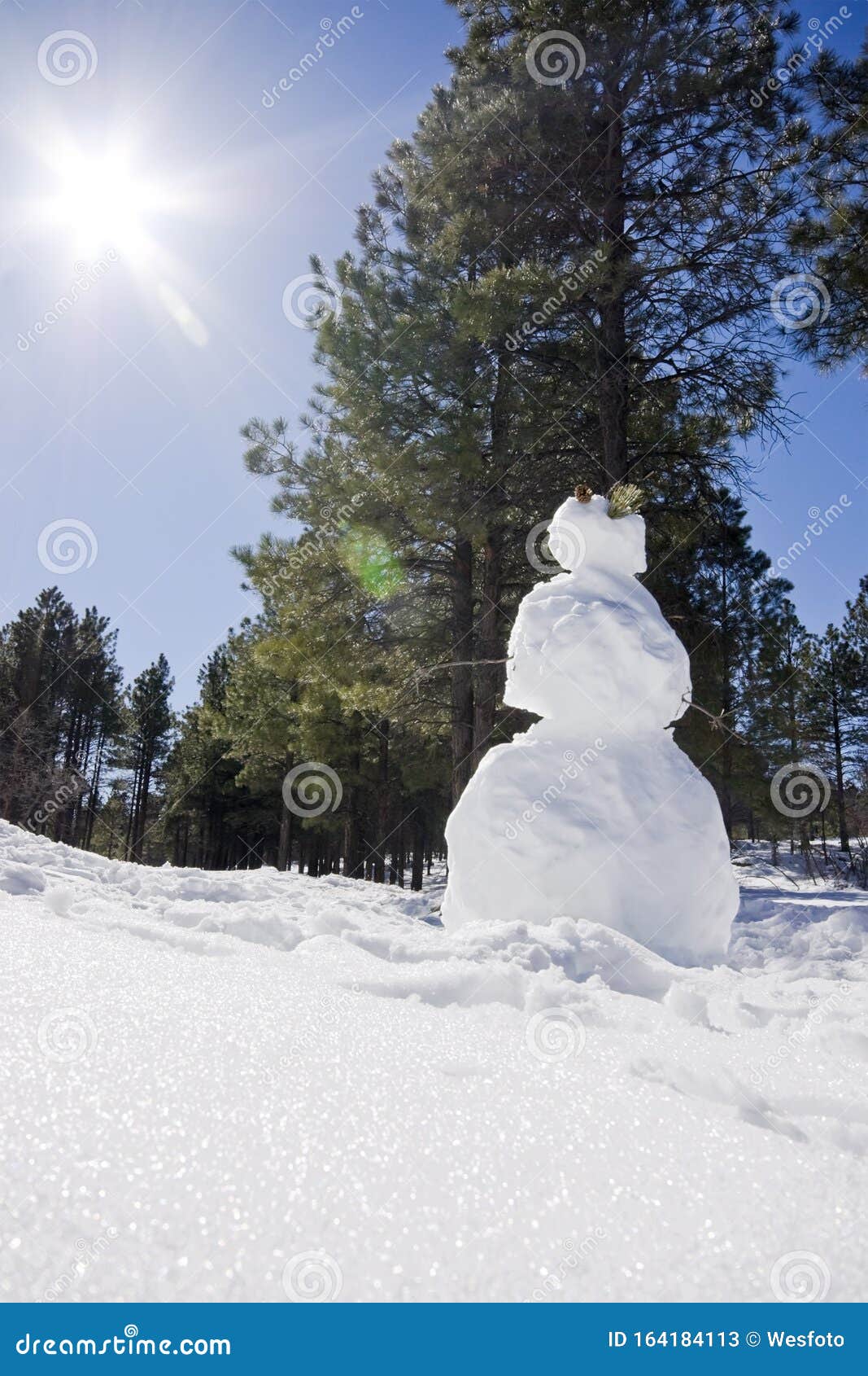 Snowman on a sunny day stock image. Image of winter - 164184113