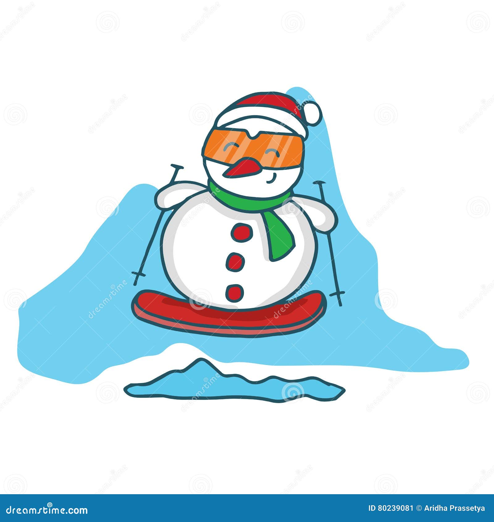 Snowman with Surfing Board Cartoon Stock Vector - Illustration of ...