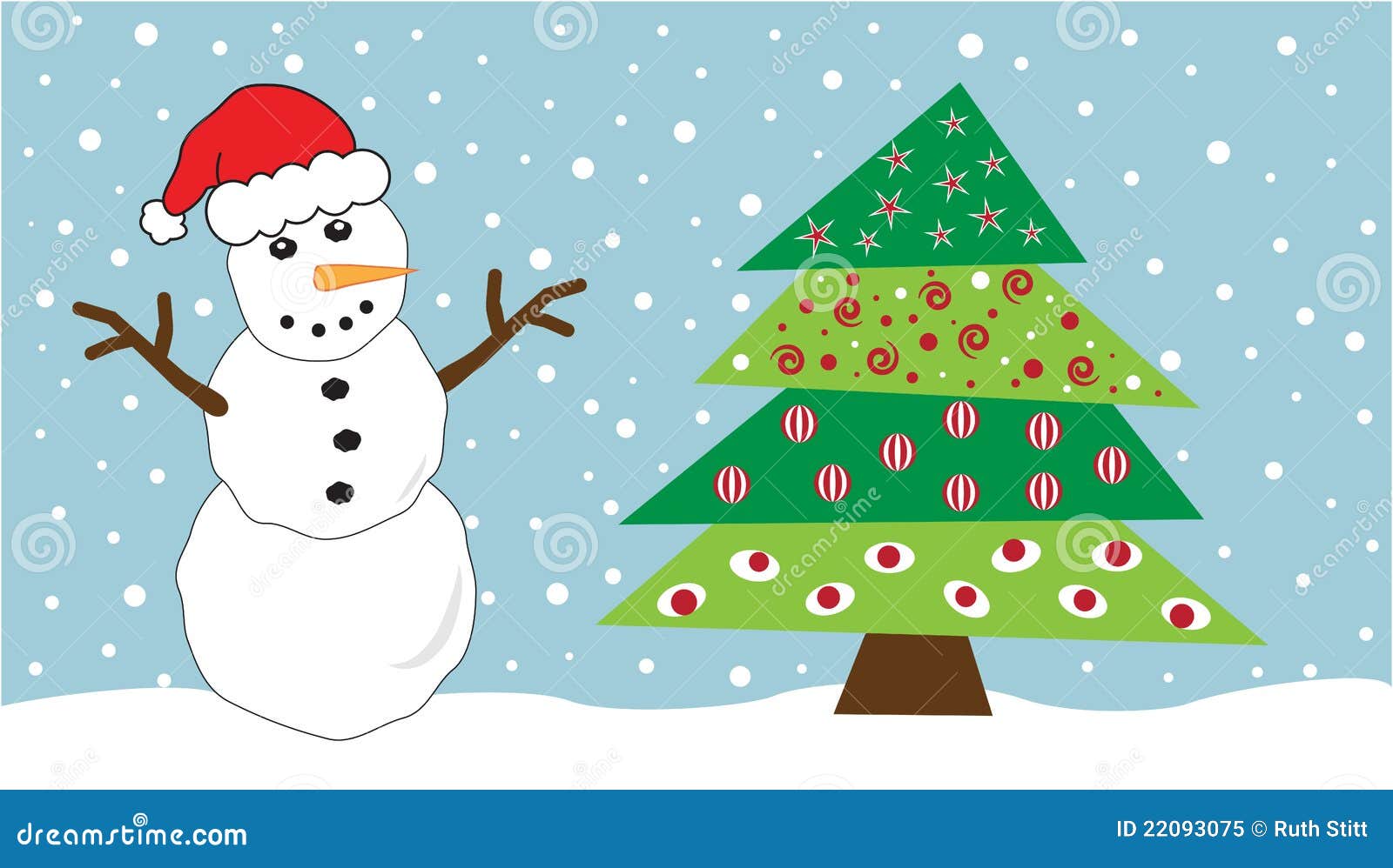 Snowman and Tree stock vector. Illustration of eyes, christmas - 22093075