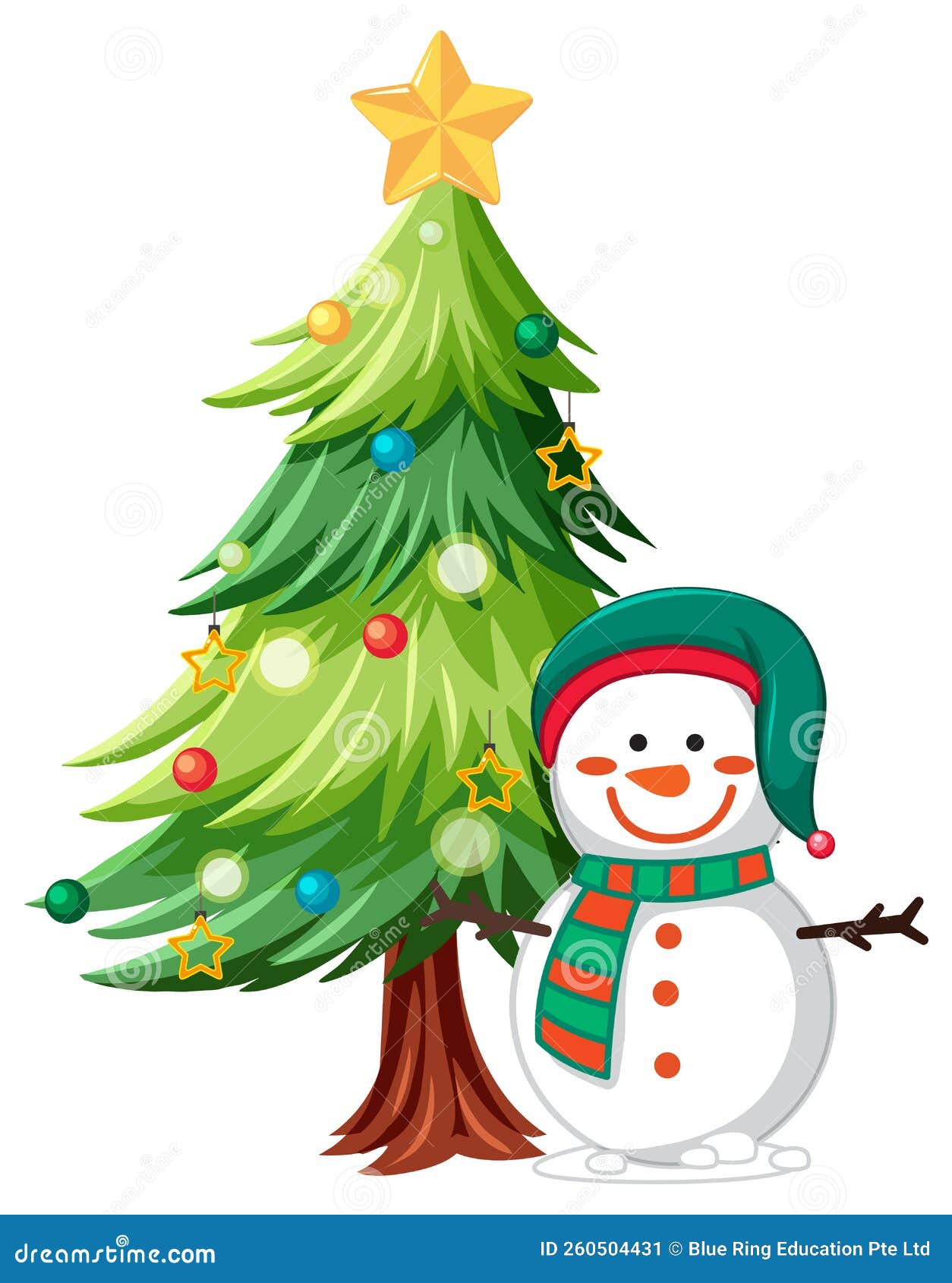 A Snowman Under Christmas Tree Stock Vector - Illustration of snowman ...