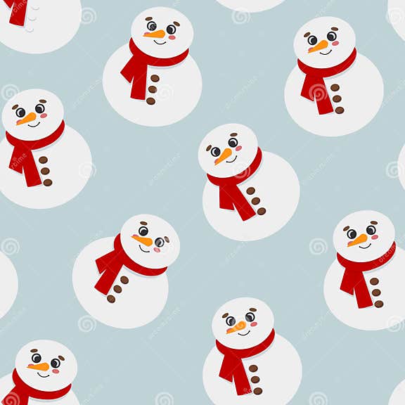 Snowman Vector Seamless Pattern, Christmas Pattern, Cute Snowmen ...