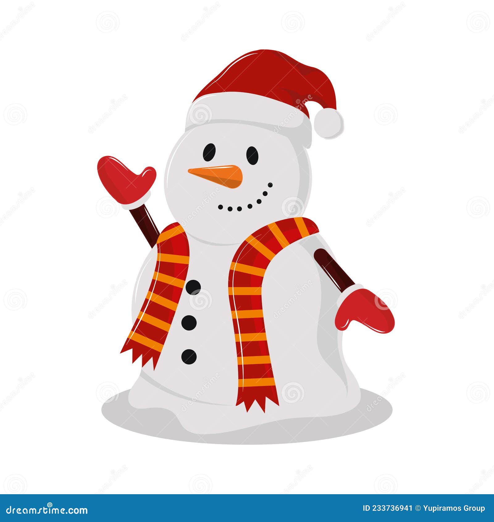 Snowman waving hand stock illustration. Illustration of cute - 233736941