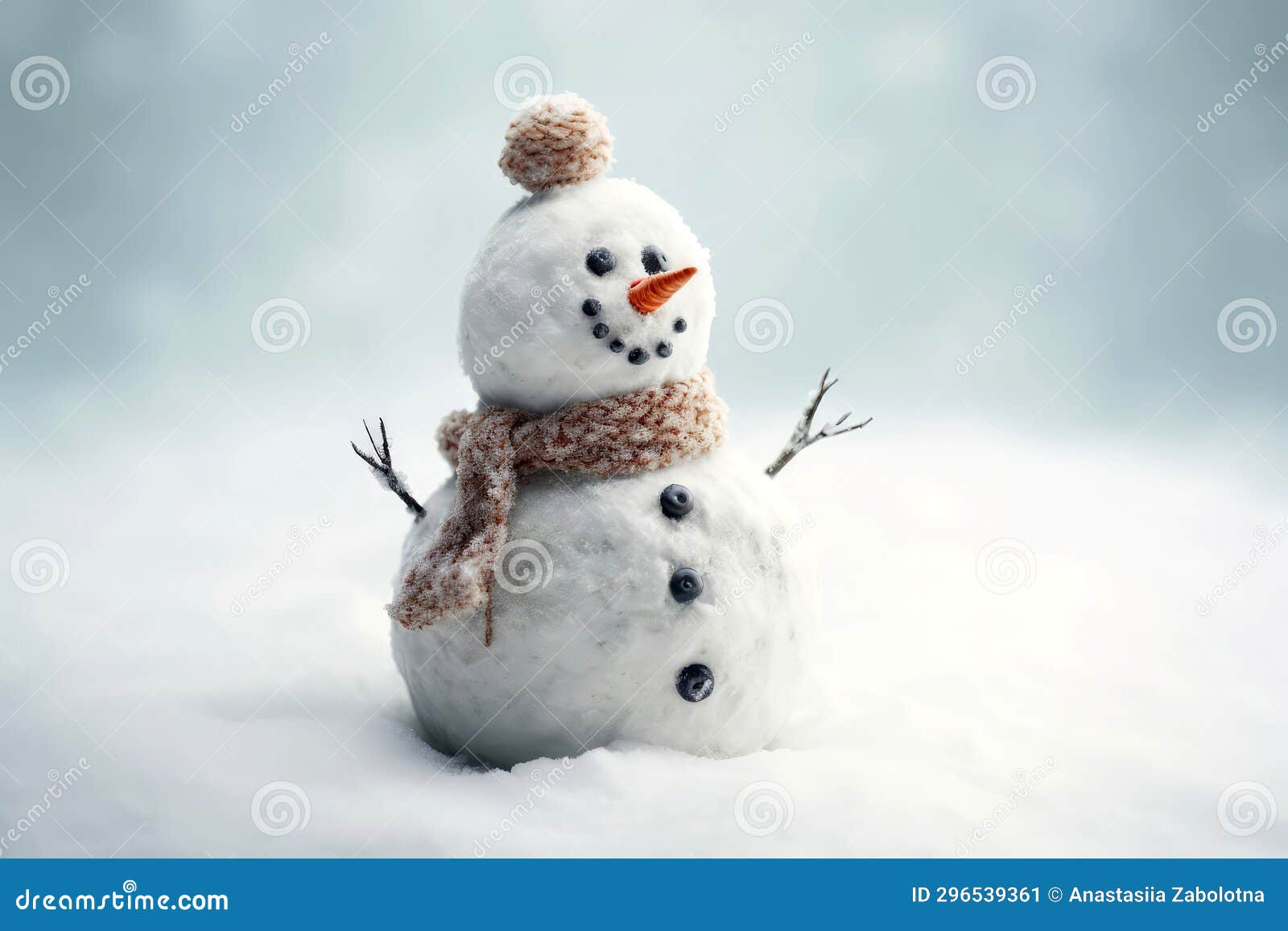 Snowman on White Background. Empty Space. Generative AI Stock ...