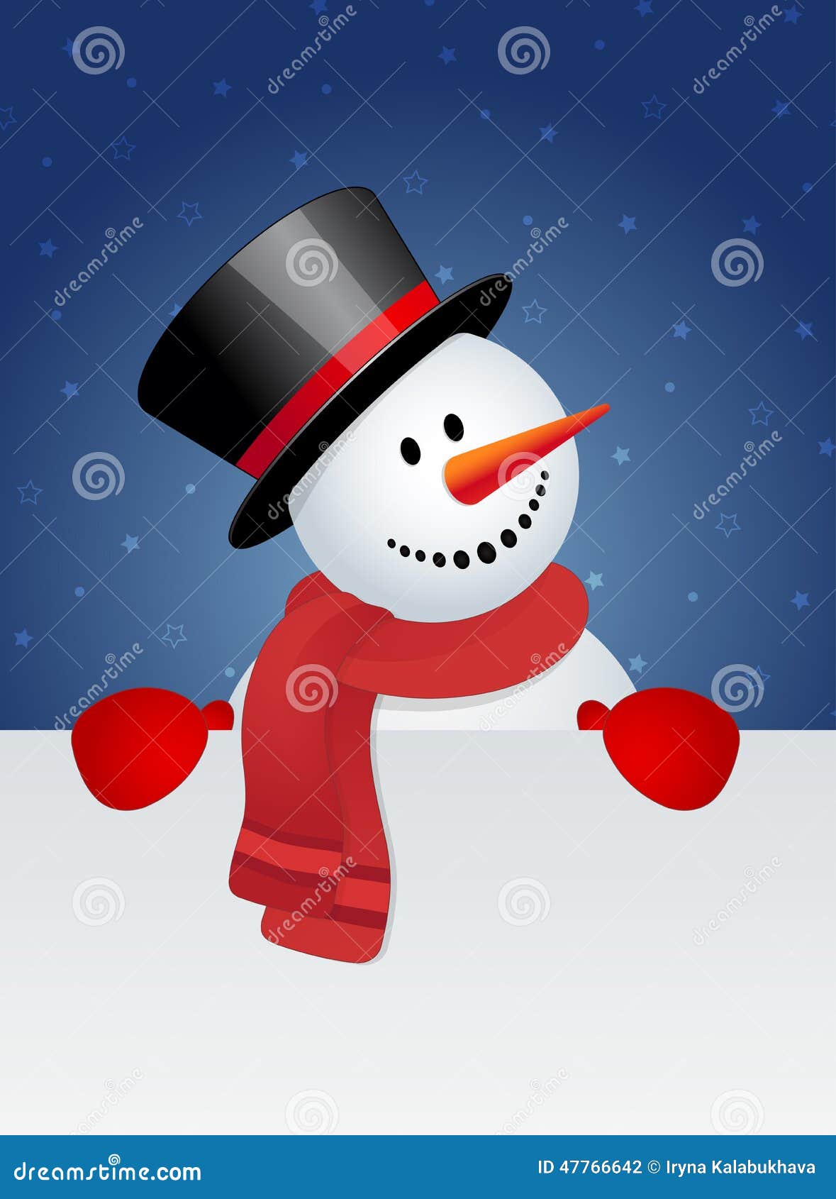 Snowman with white blank stock vector. Illustration of vector - 47766642