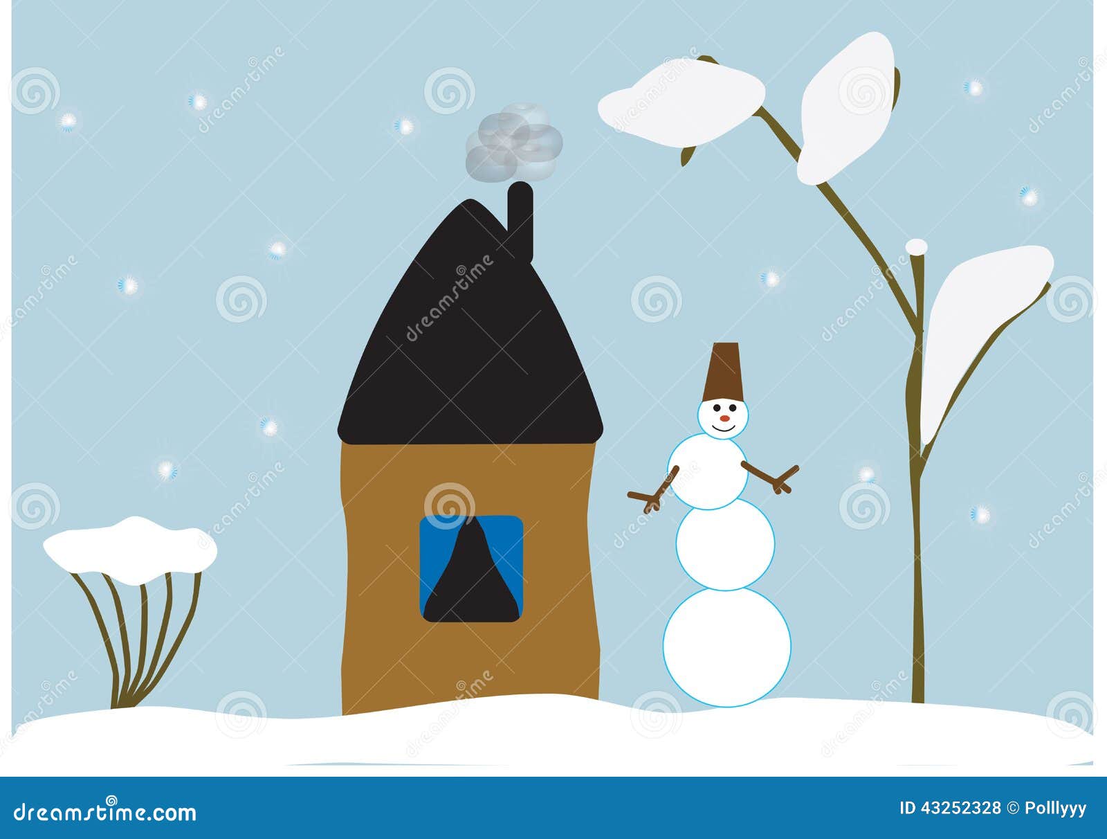 Snowman Winter Landscape House Stock Illustration - Illustration of ... Snowman Winter Landscape House Stock Illustration - Illustration of ...