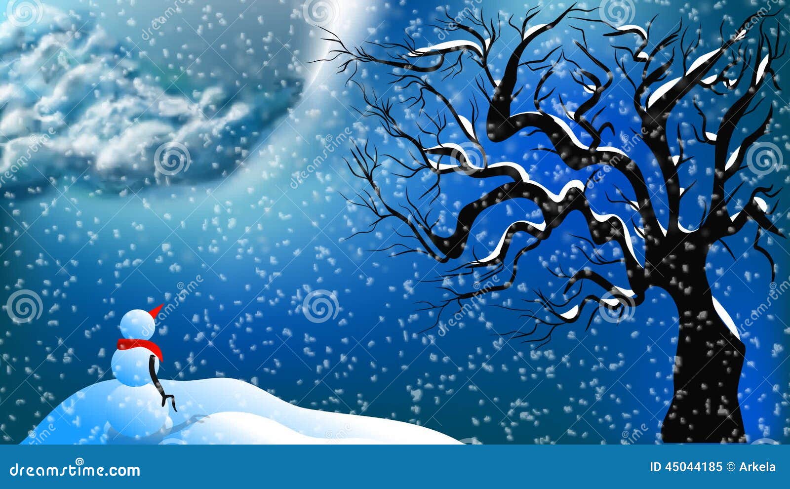 Snowman stock video. Video of moonlight, snowy, nature - 45044185