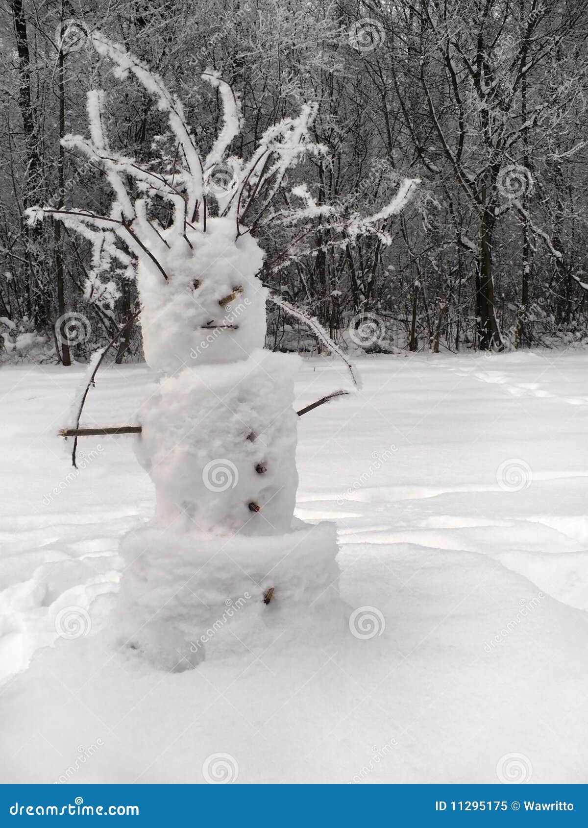Snowman in winter scene stock image. Image of happy, play - 11295175