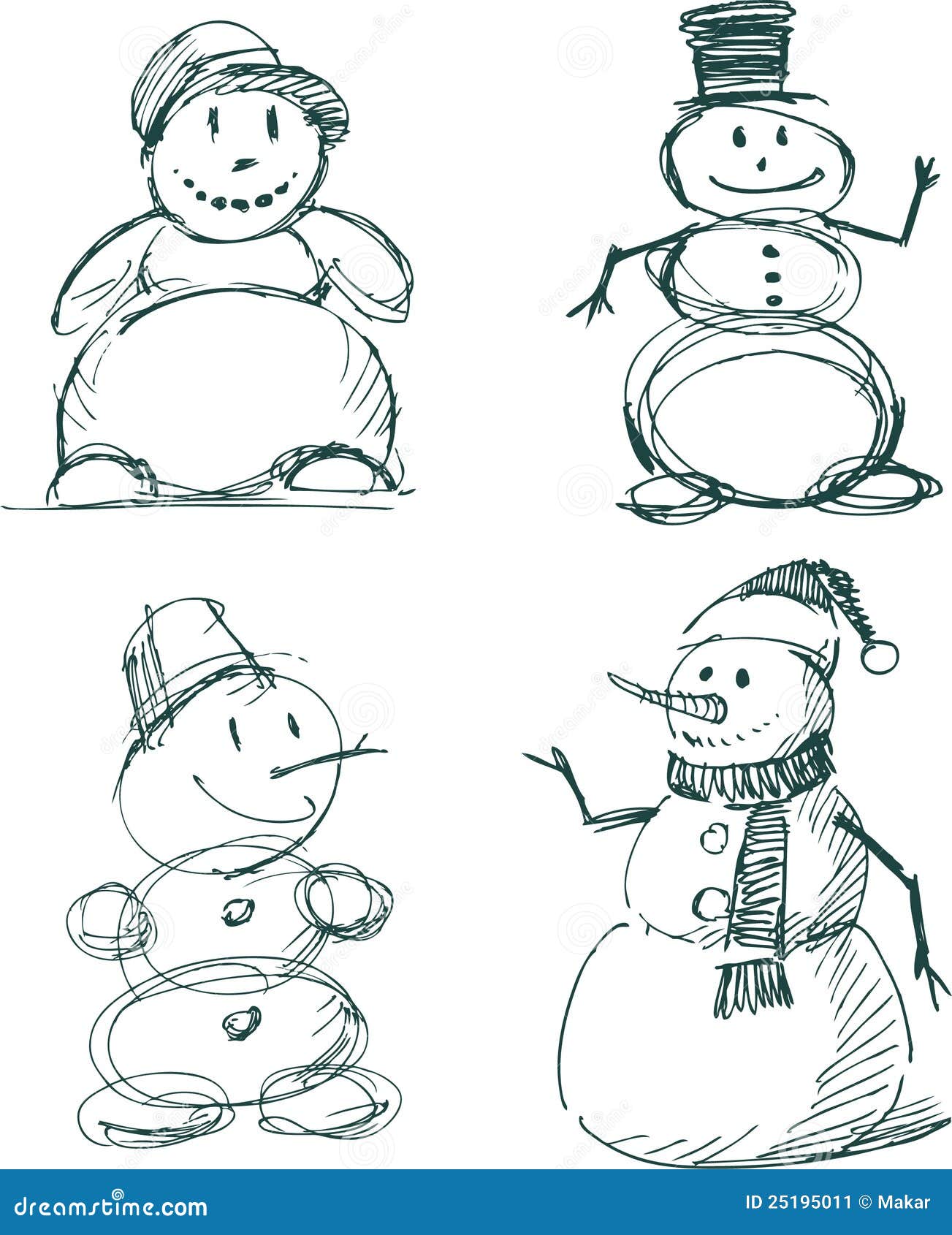 Snowmen stock vector. Illustration of cartoon, hand, snowmen - 25195011
