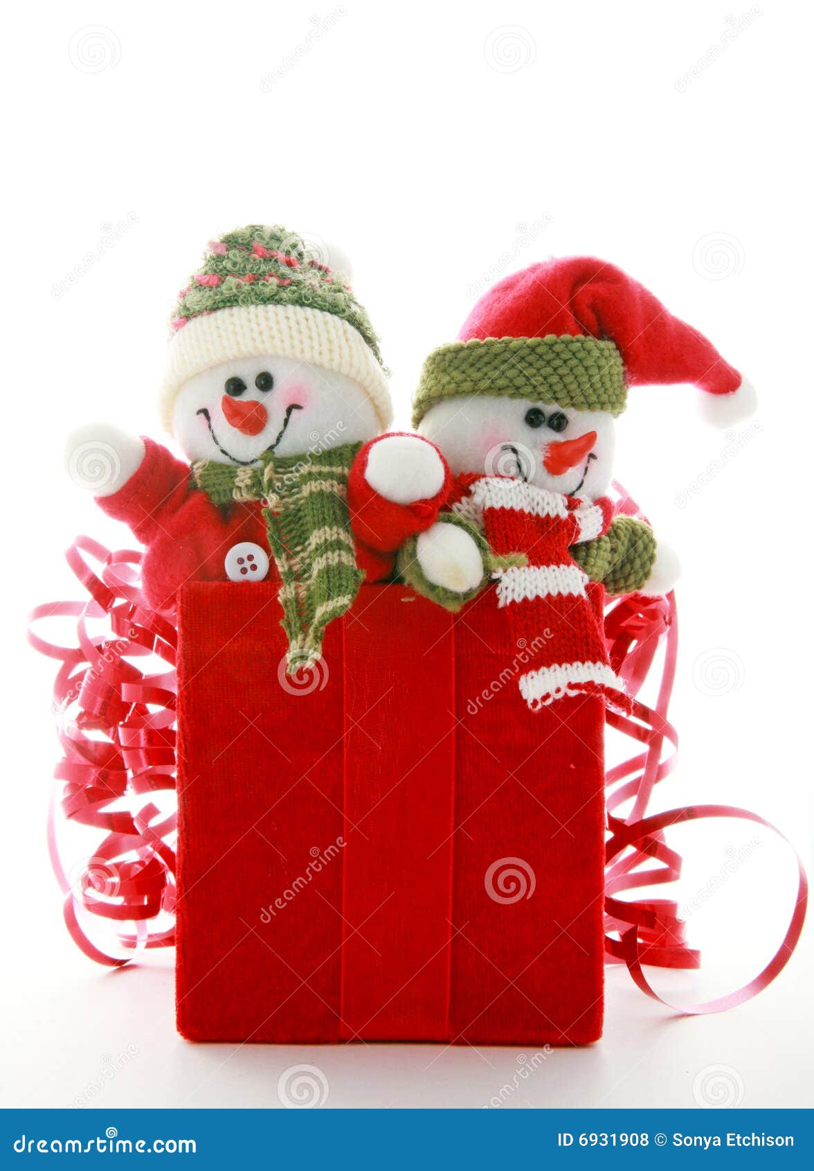 Snowmen and Christmas Box stock photo. Image of gifts - 6931908