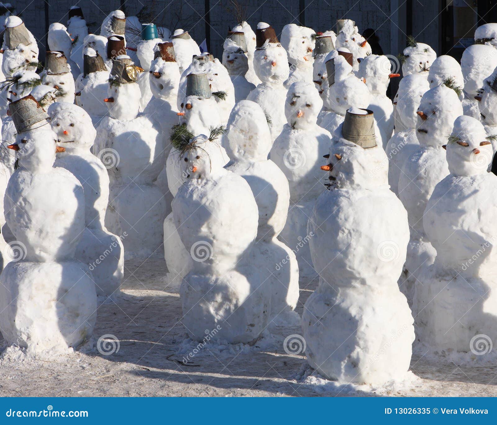 Snowmen crowd stock image. Image of pipe, gloves, funny - 13026335