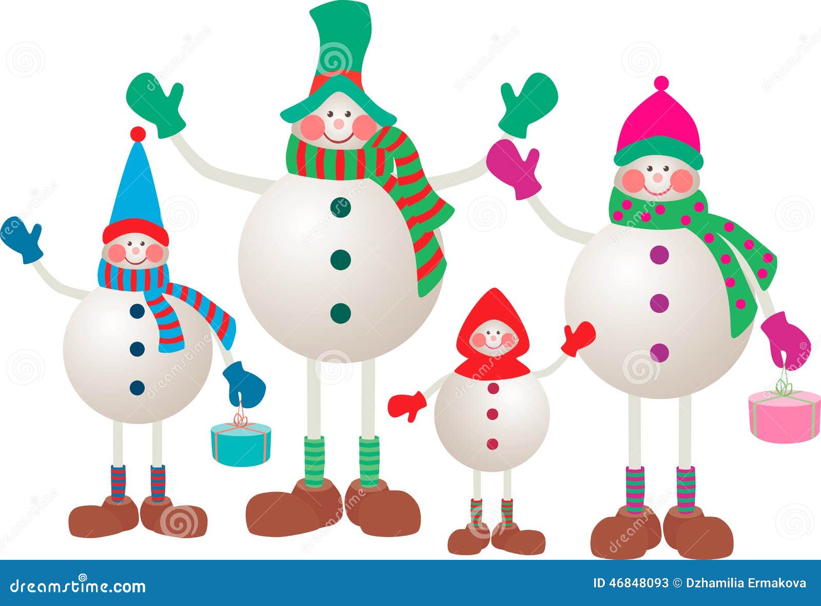 Snowmen family stock vector. Illustration of snow, holiday - 46848093
