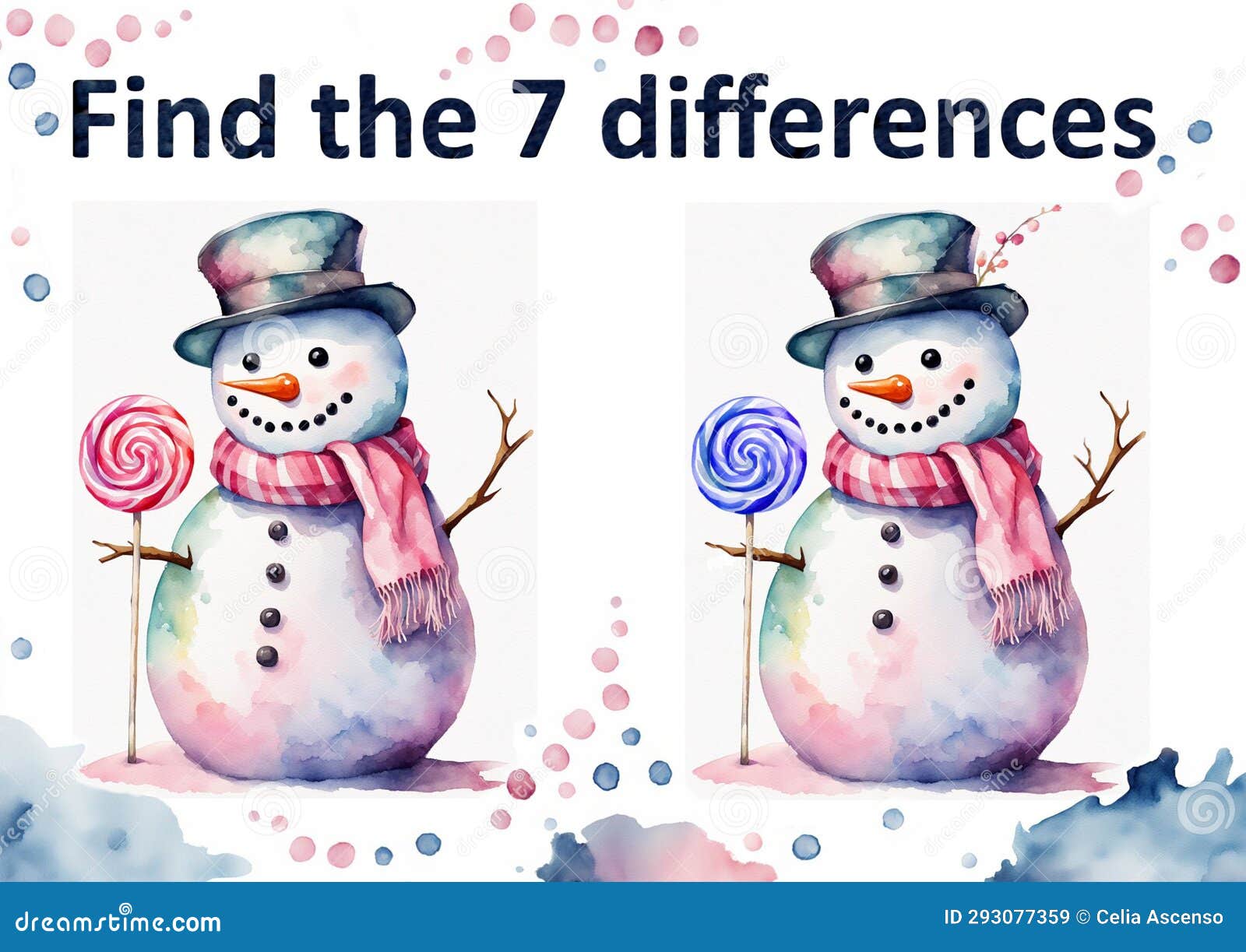 Snowmen Find the Differences Game Stock Illustration - Illustration of ...