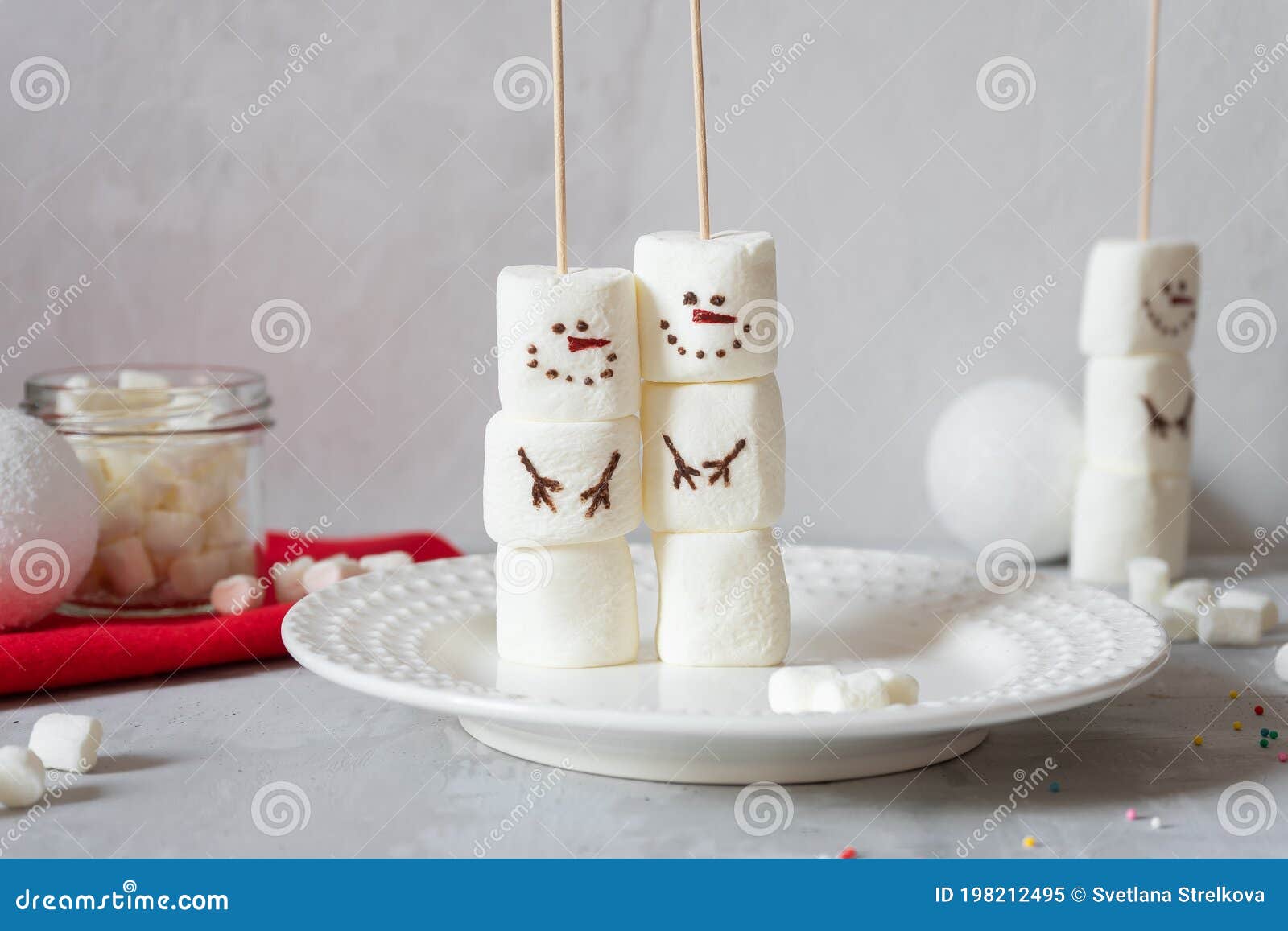 Marshmallows On A Gray Stone Background. Fonso Sweets With Place For ...