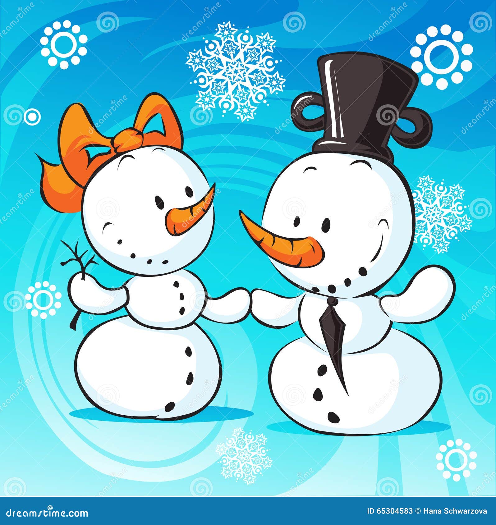 Snowmen in Love on Abstract Background - Vector Stock Vector ...