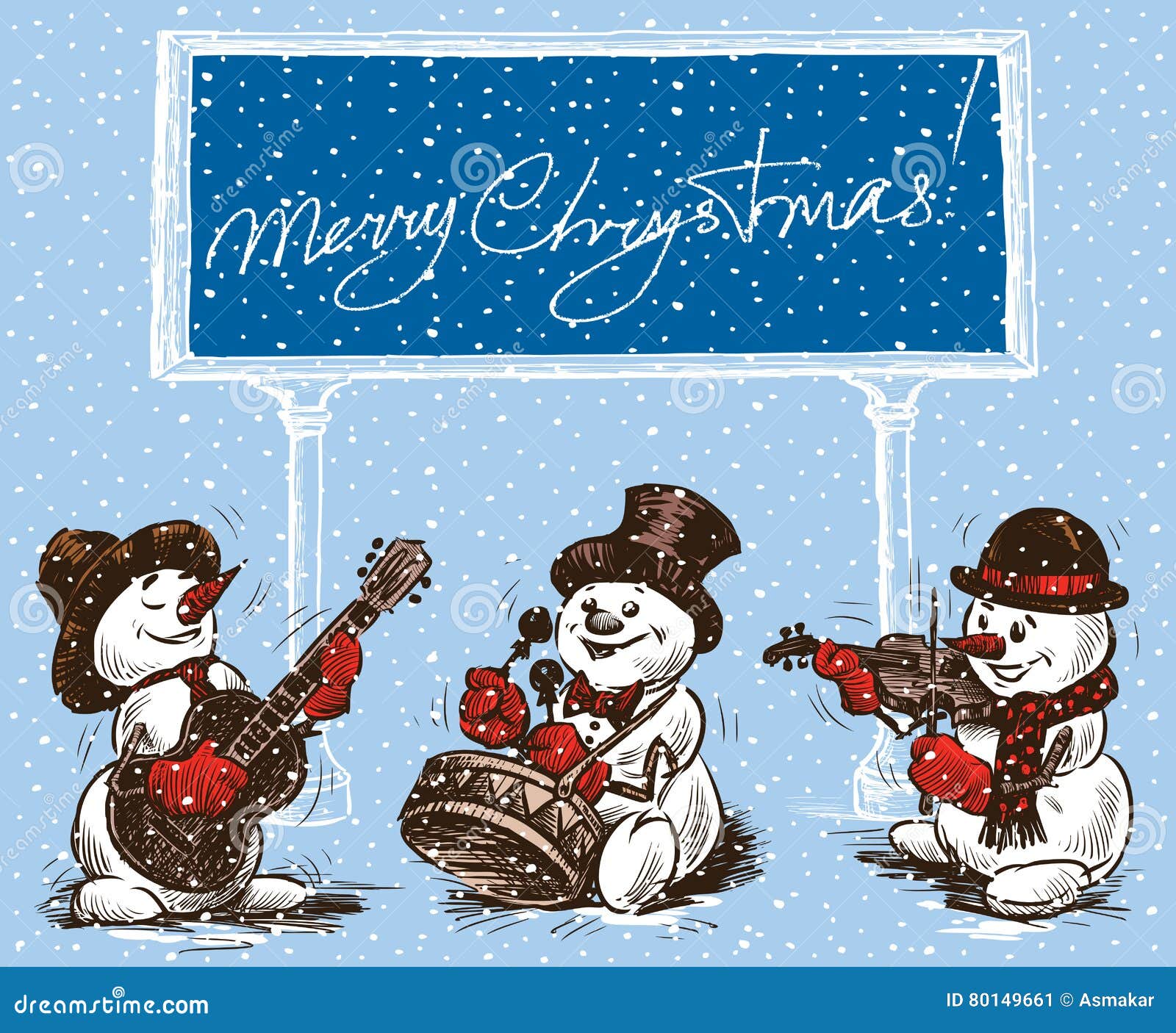 Snowmen Musicians in Christmas Stock Vector - Illustration of persons ...