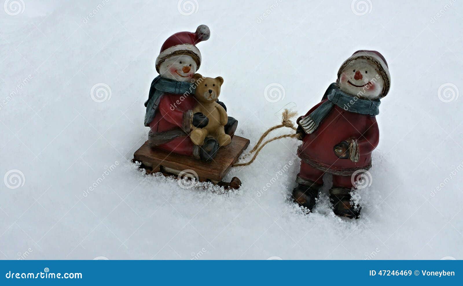 Snowmen playing stock image. Image of playing, sledding - 47246469