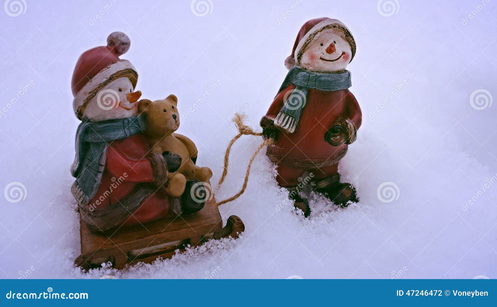 Snowmen playing stock photo. Image of decorations, snow - 47246472