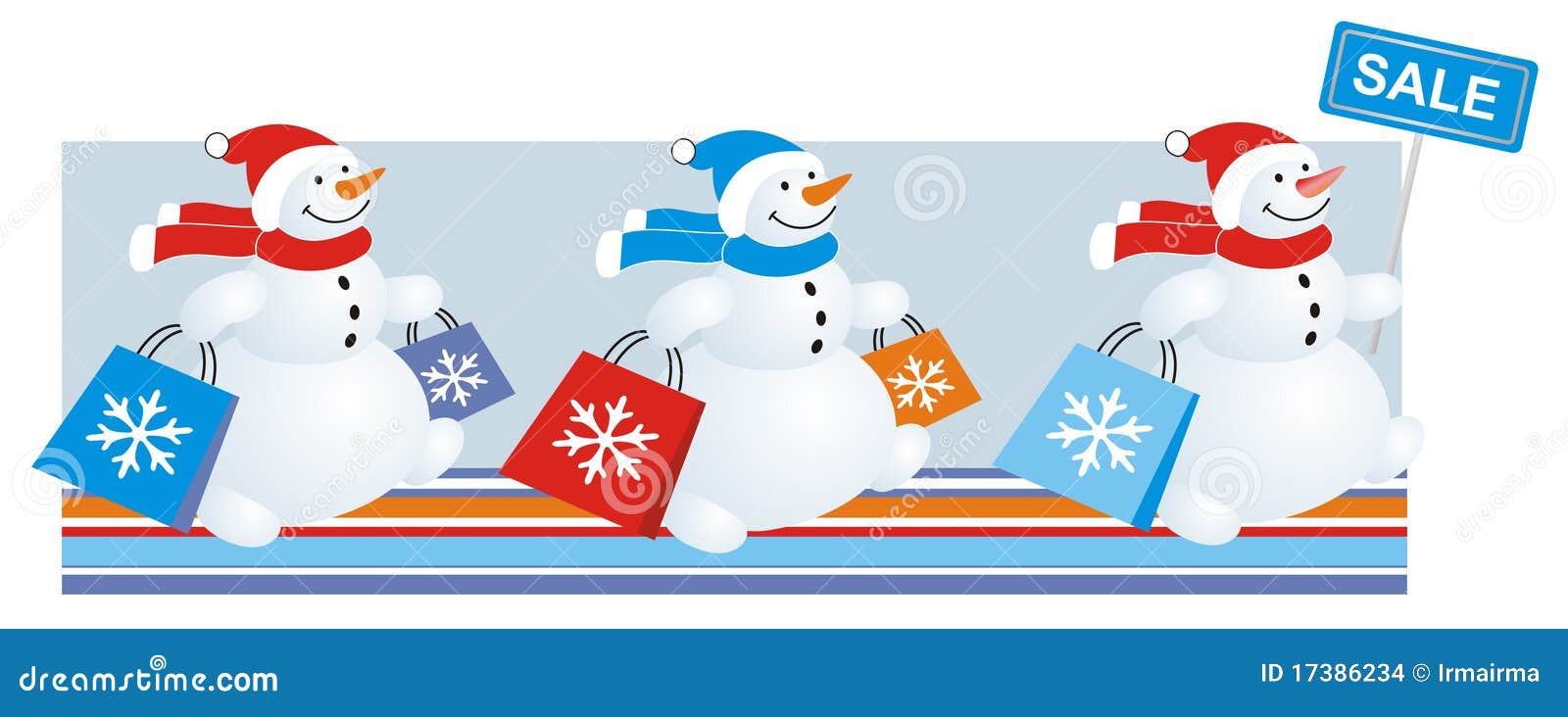 Snowmen sale stock vector. Illustration of winter, sell - 17386234