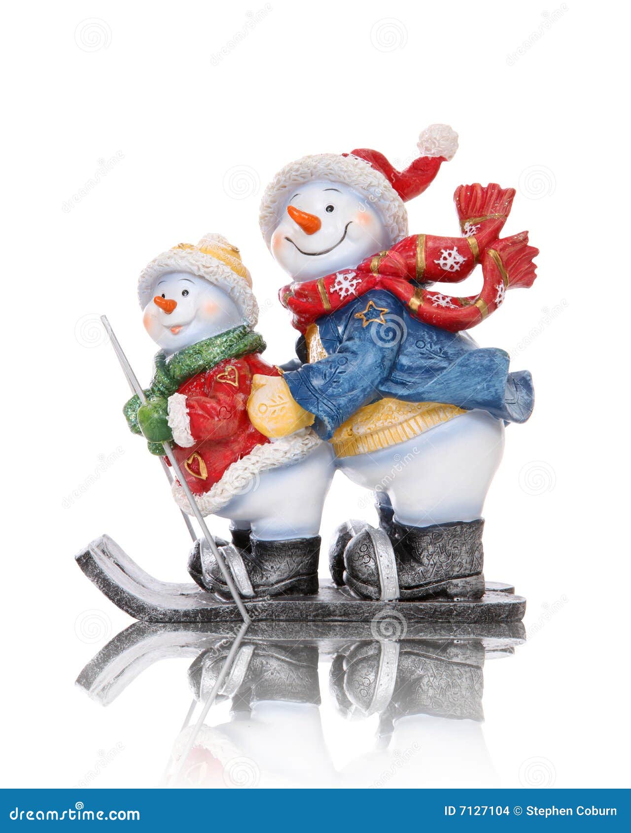 Snowmen Skiing stock photo. Image of wool, celebration - 7127104