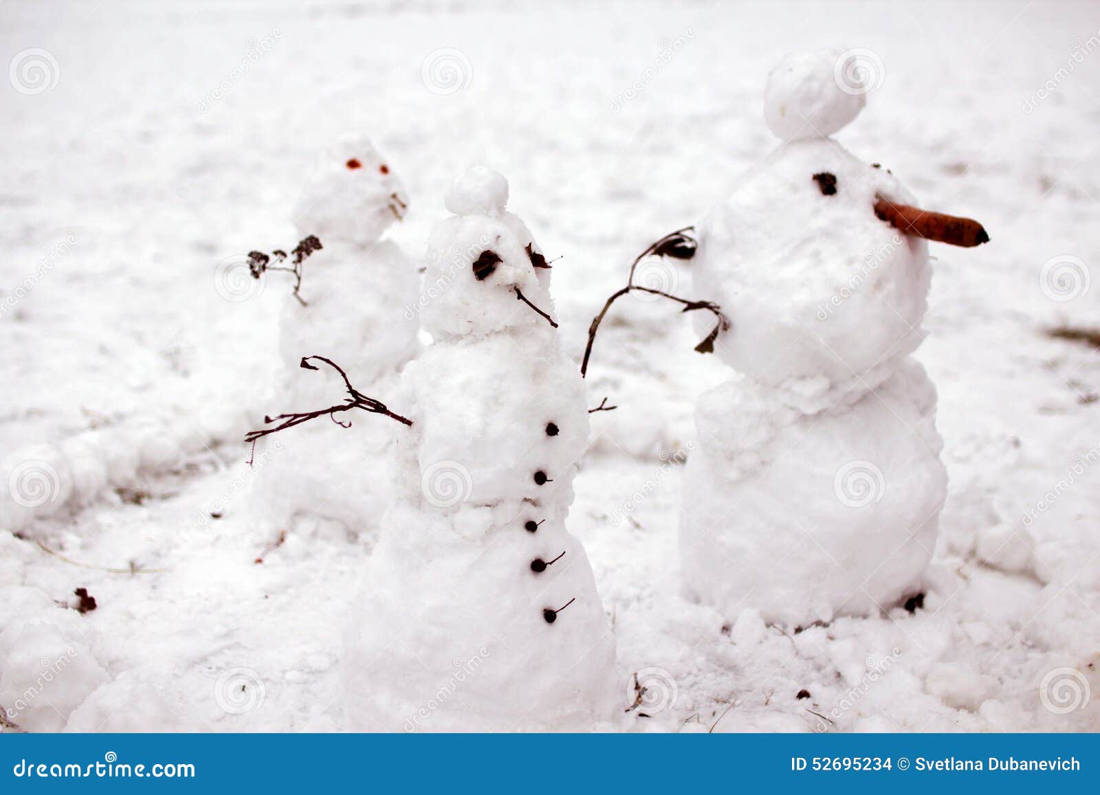 Snowmen stock photo. Image of snow, outdoor, snowmen - 52695234