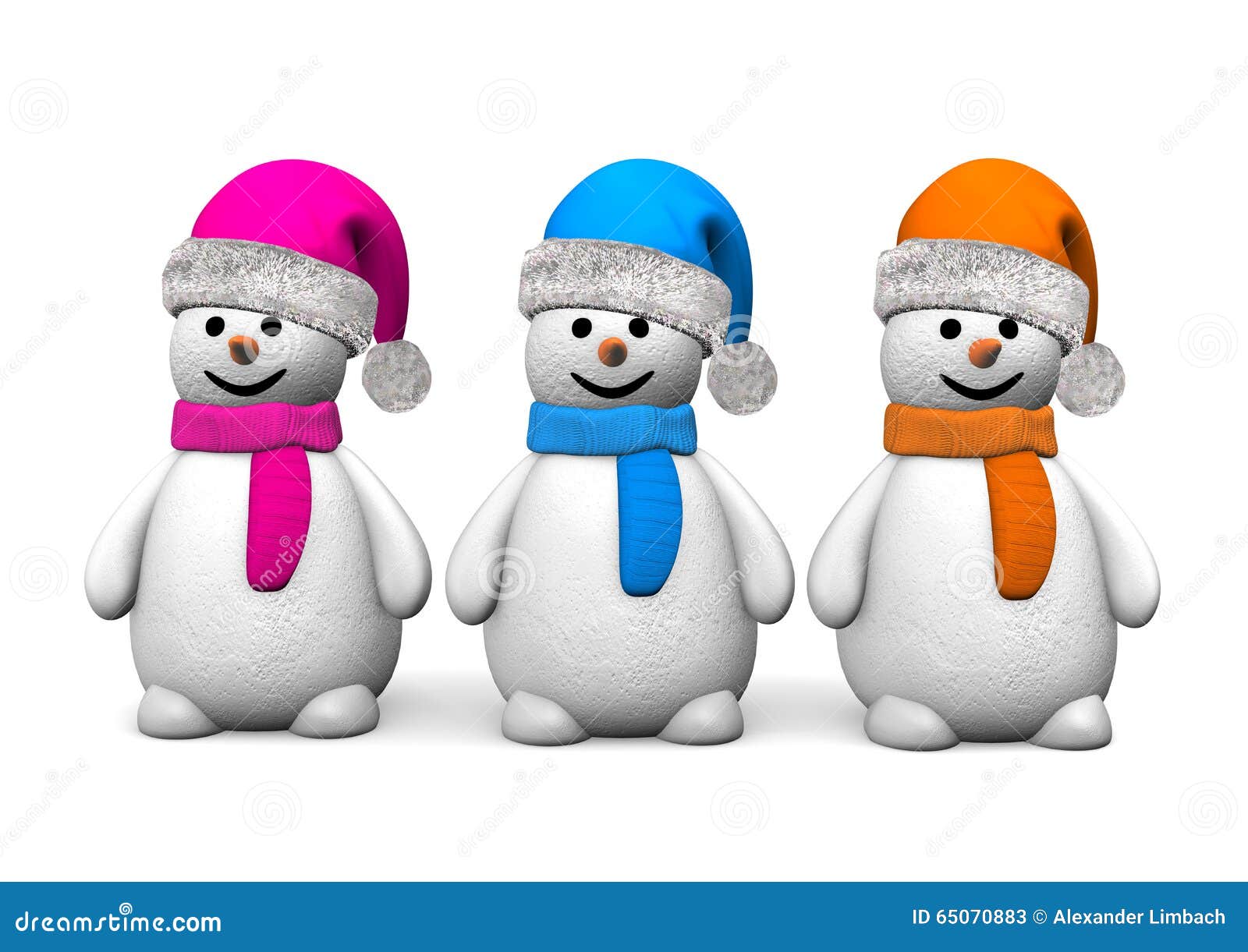 3 Snowmen stock illustration. Illustration of cold, holiday - 65070883