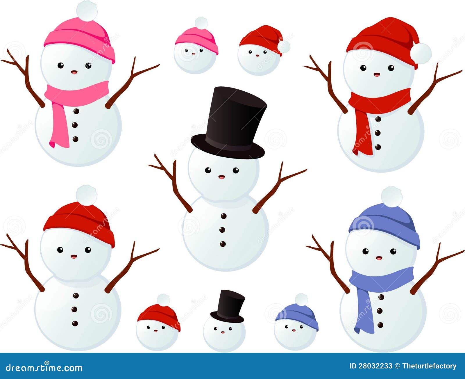 Snowmen and women stock illustration. Illustration of snow - 28032233