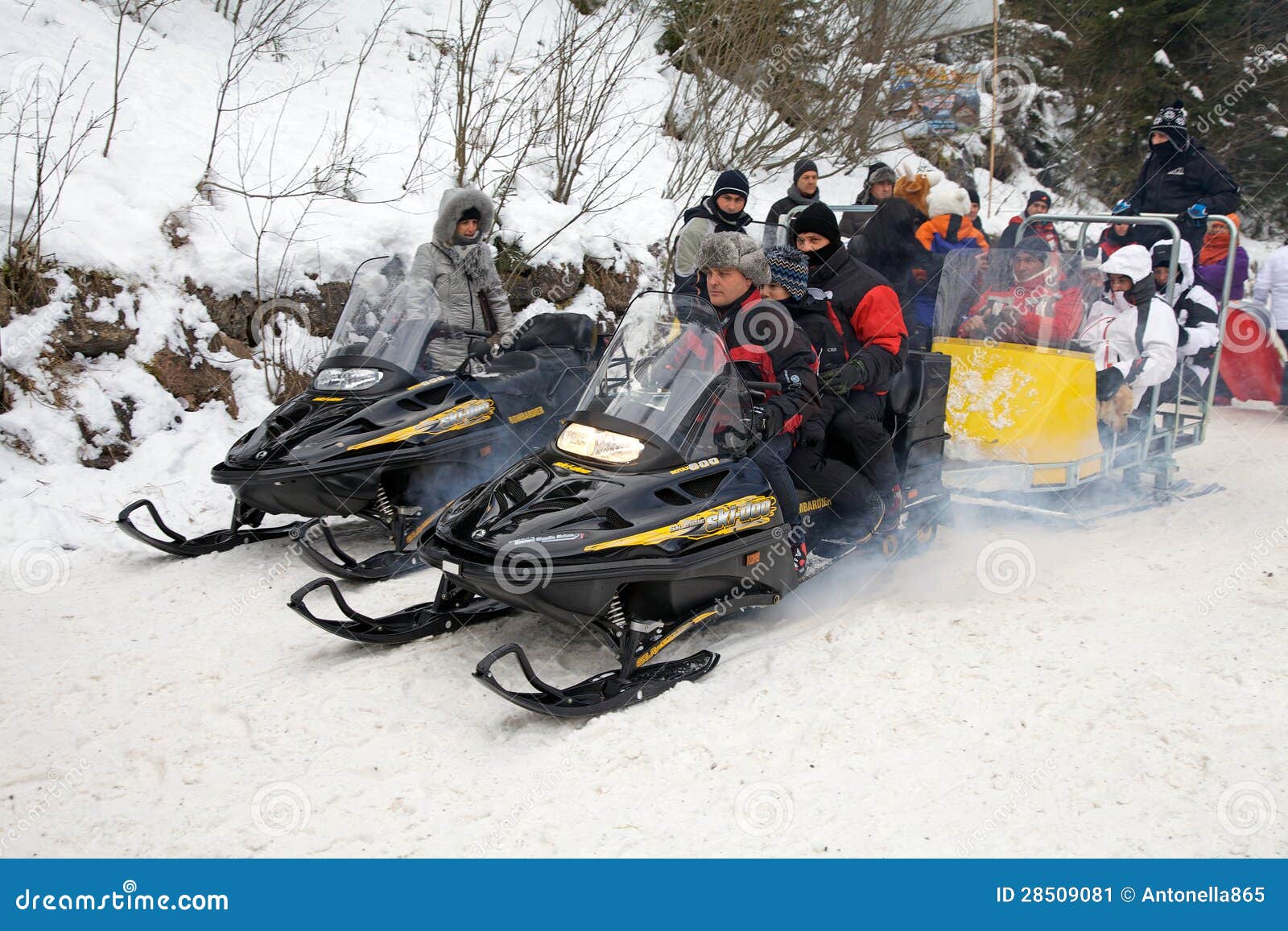 Snowmobile editorial photo. Image of tourism, sled, dolomites - 28509081