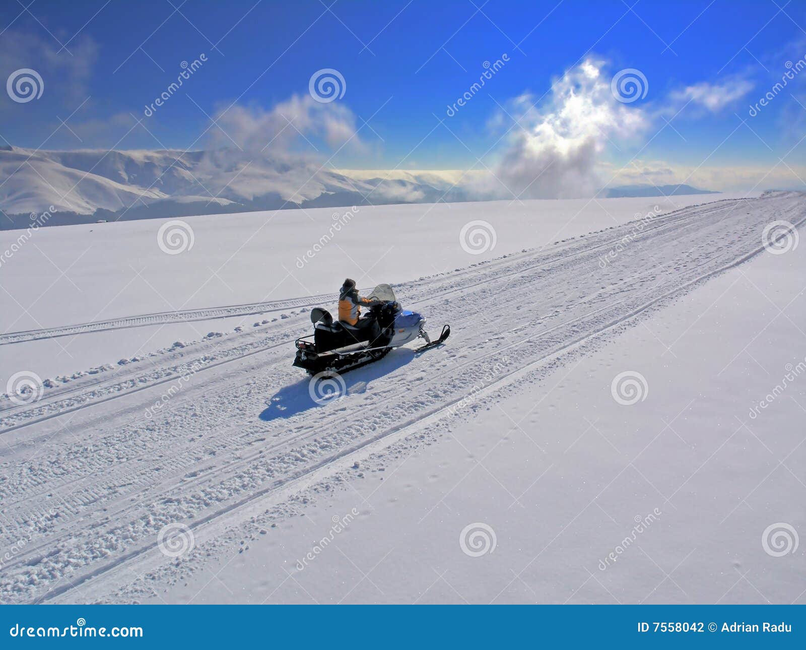 Snowmobile stock photo. Image of speed, seasonal, sitting - 7558042