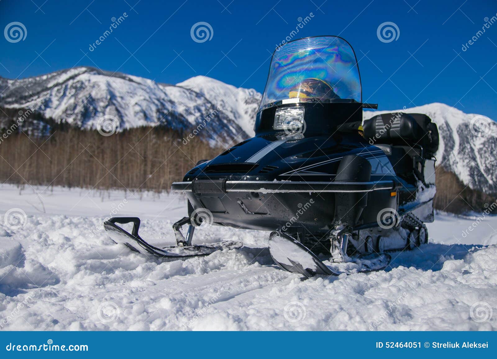 Snowmobile On A Background Of Beautiful Mountains Royalty-Free Stock ...