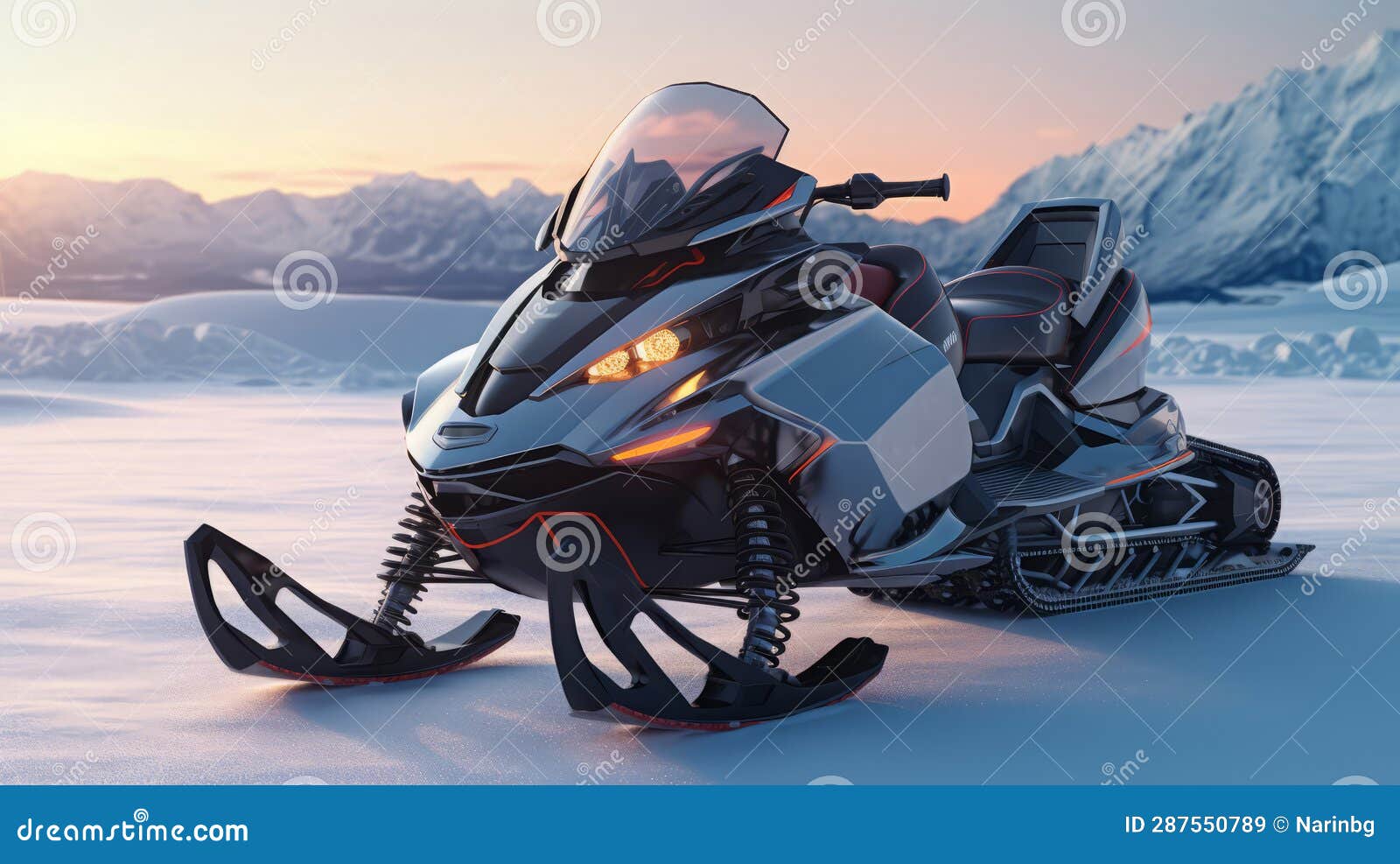 Snowmobile of a Beautiful Transportation with Futuristic Design. AI ...