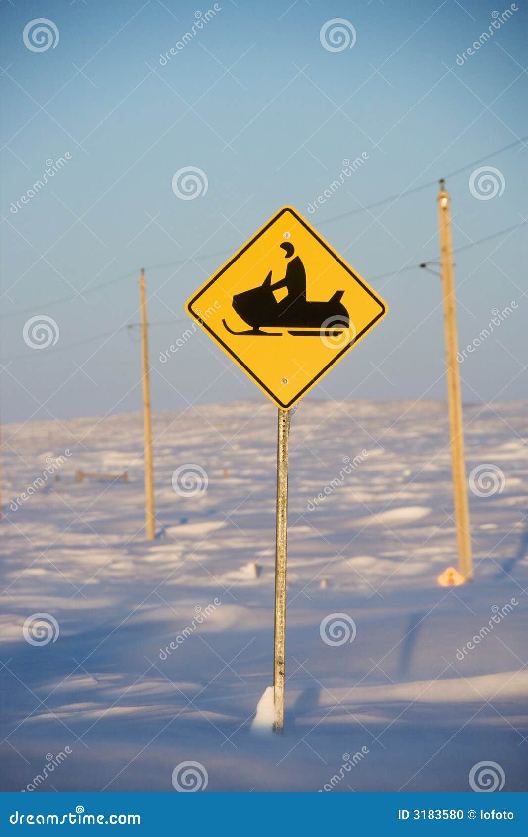 Snowmobile crossing sign. stock photo. Image of photograph - 3183580
